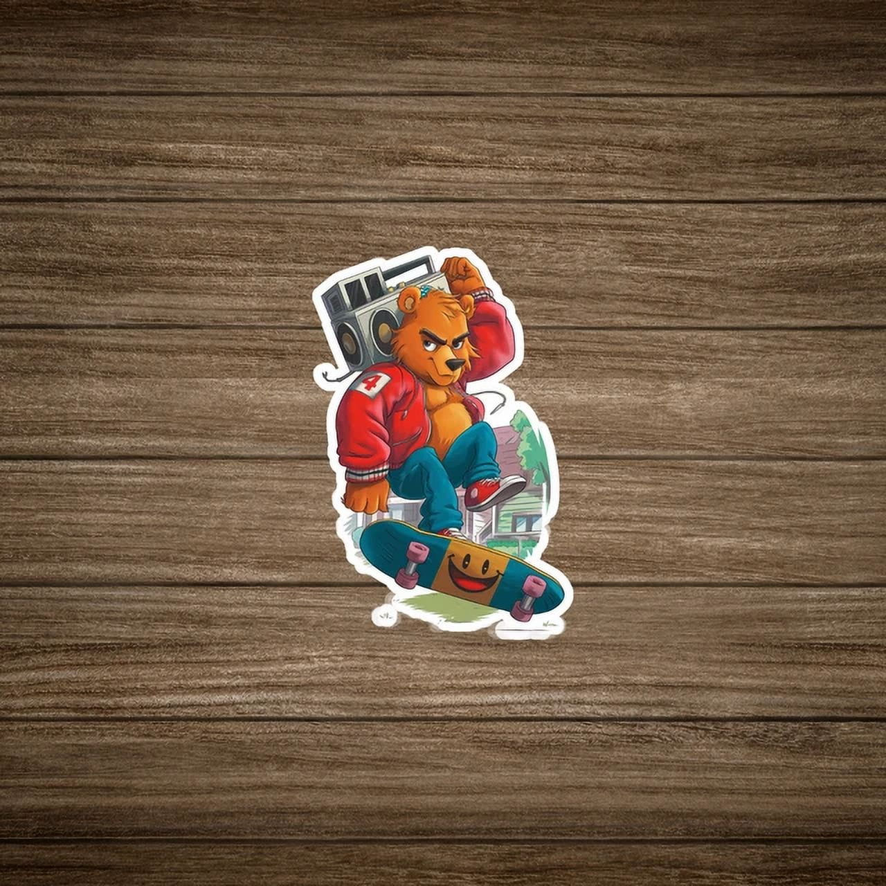 Rad Skateboarding Teddy Bear Sticker - Vintage 80S Style Cartoon ...