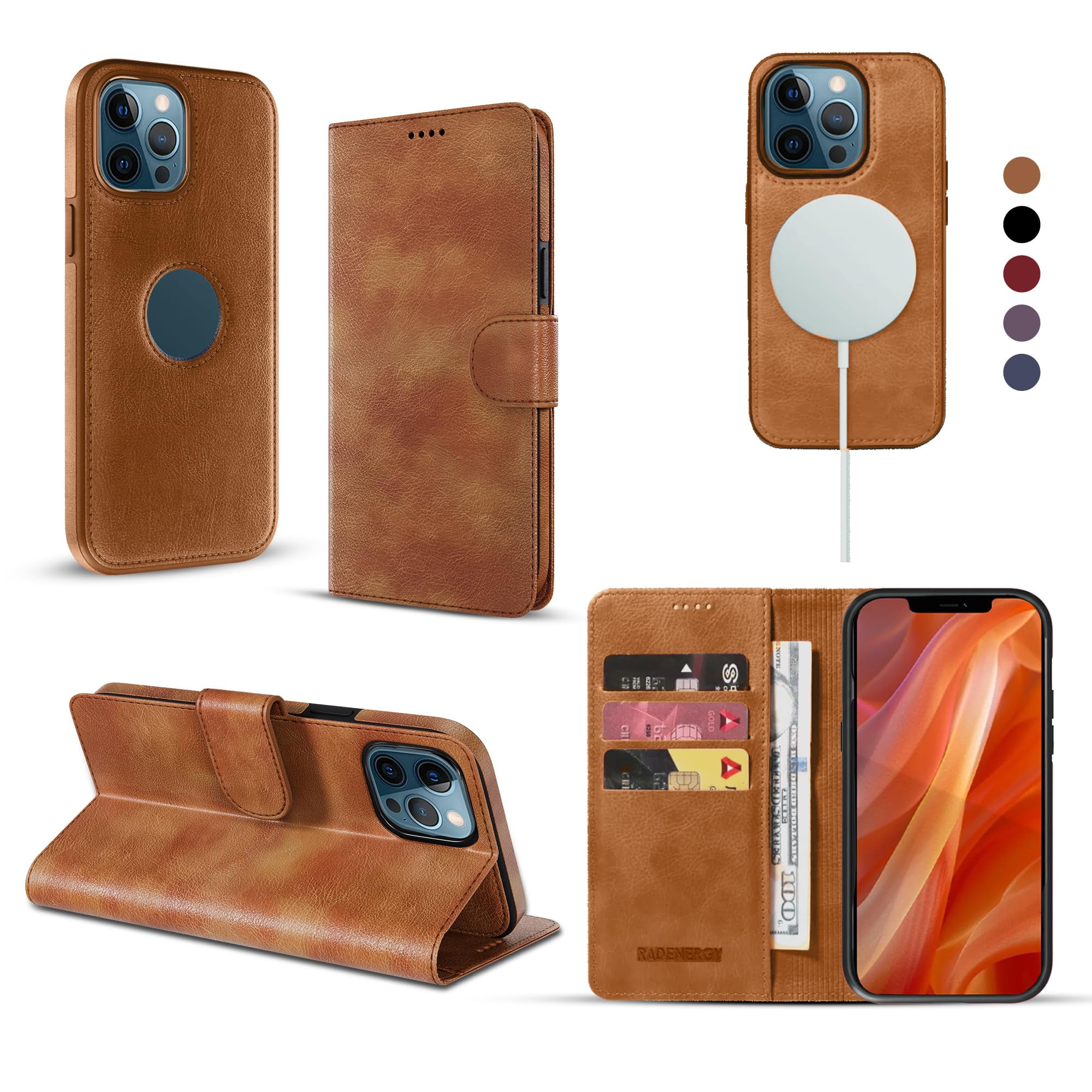 RadEnergy EMF Protection Leather Wallet Case with Card Holder & Stand ...