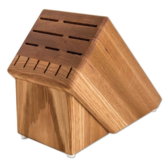 Rada Cutlery Oak Knife Block, Solid Red Oak, 13 Slots, Angled Design ...