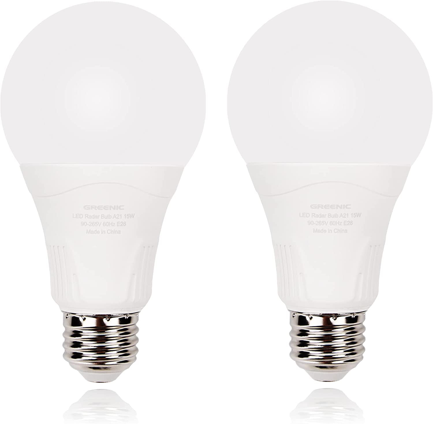 Radar Motion Sensor Light Bulb, 2 Pack A21 15W (100W Equivalent) 1500LM E26 Dusk to Dawn LED ...