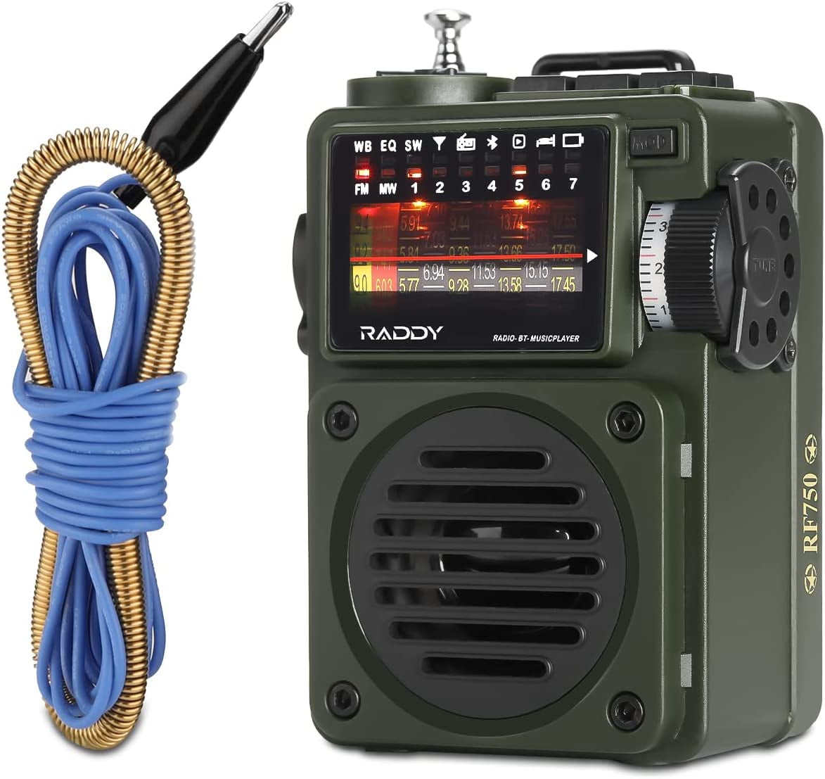 Raddy RF750 Portable Shortwave Radio AM/FM/SW/WB Receiver with NOAA ...