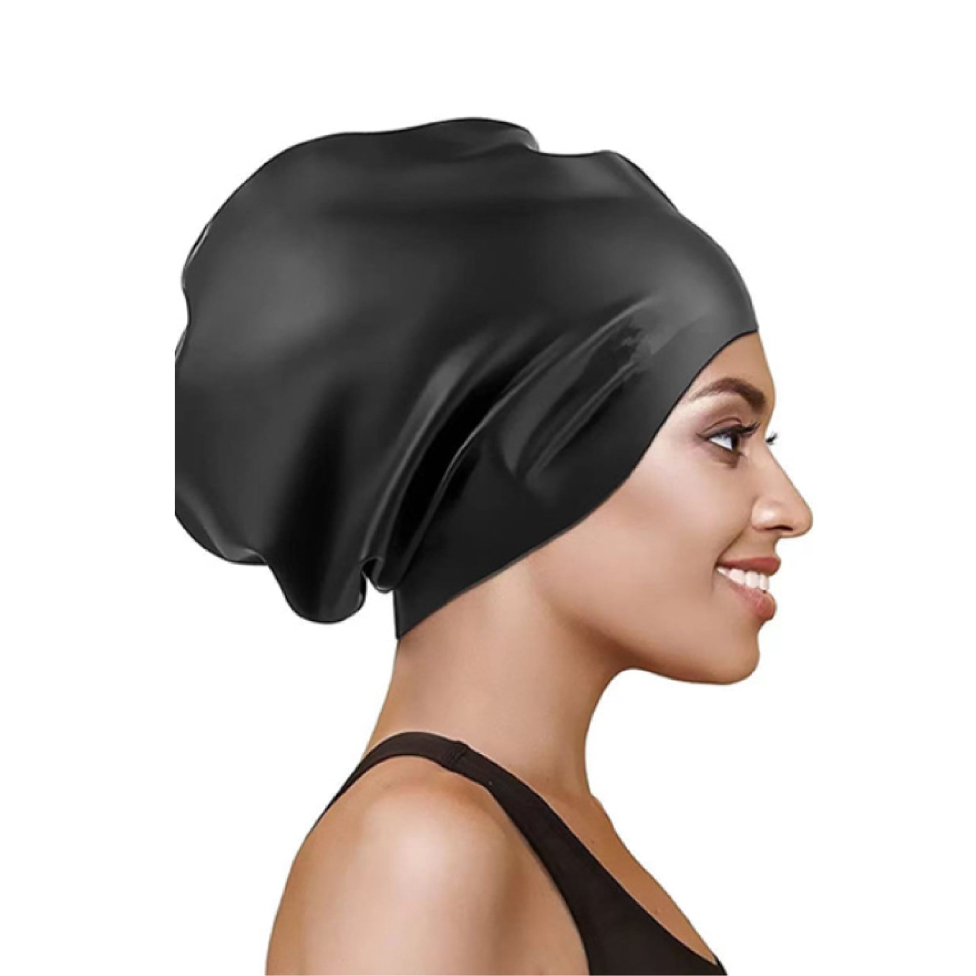 Radetop Silicone Waterproof Large Women Swim Cap For Long Hair-Blue ...