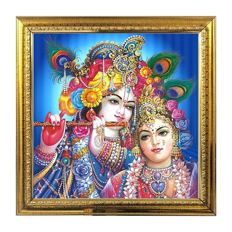 Radha Krishna India God Photo Frame for Pooja Hindu Bhagwan Devi Devta ...