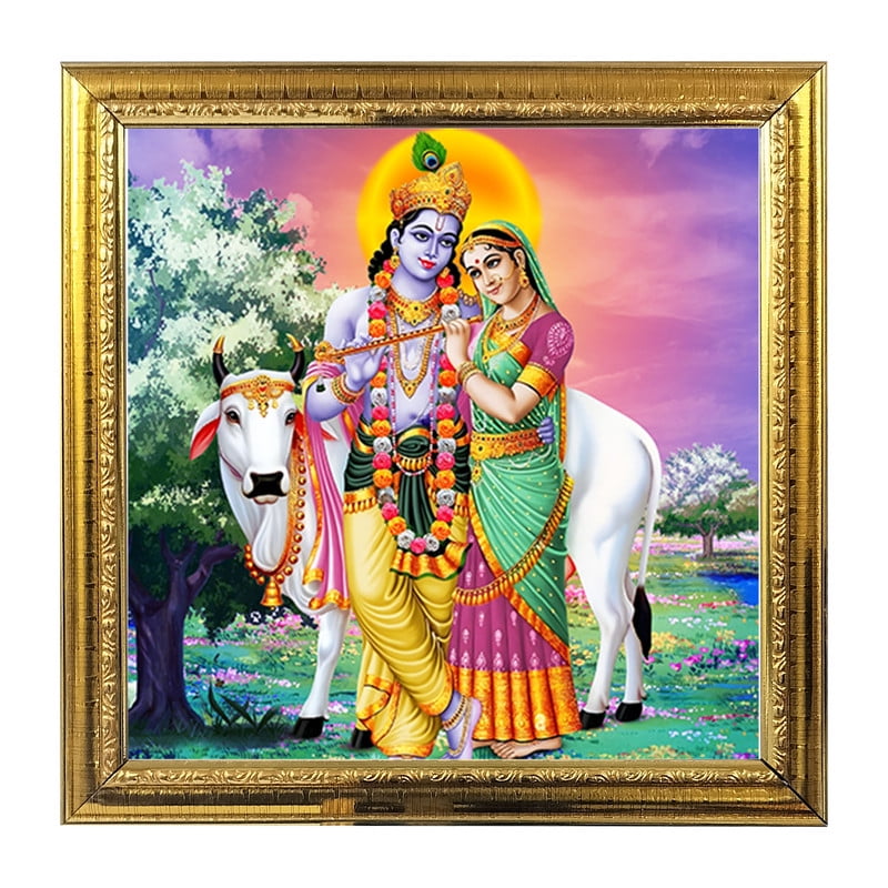 Radha Krishna India God Photo Frame for Pooja Hindu Bhagwan Devi Devta ...