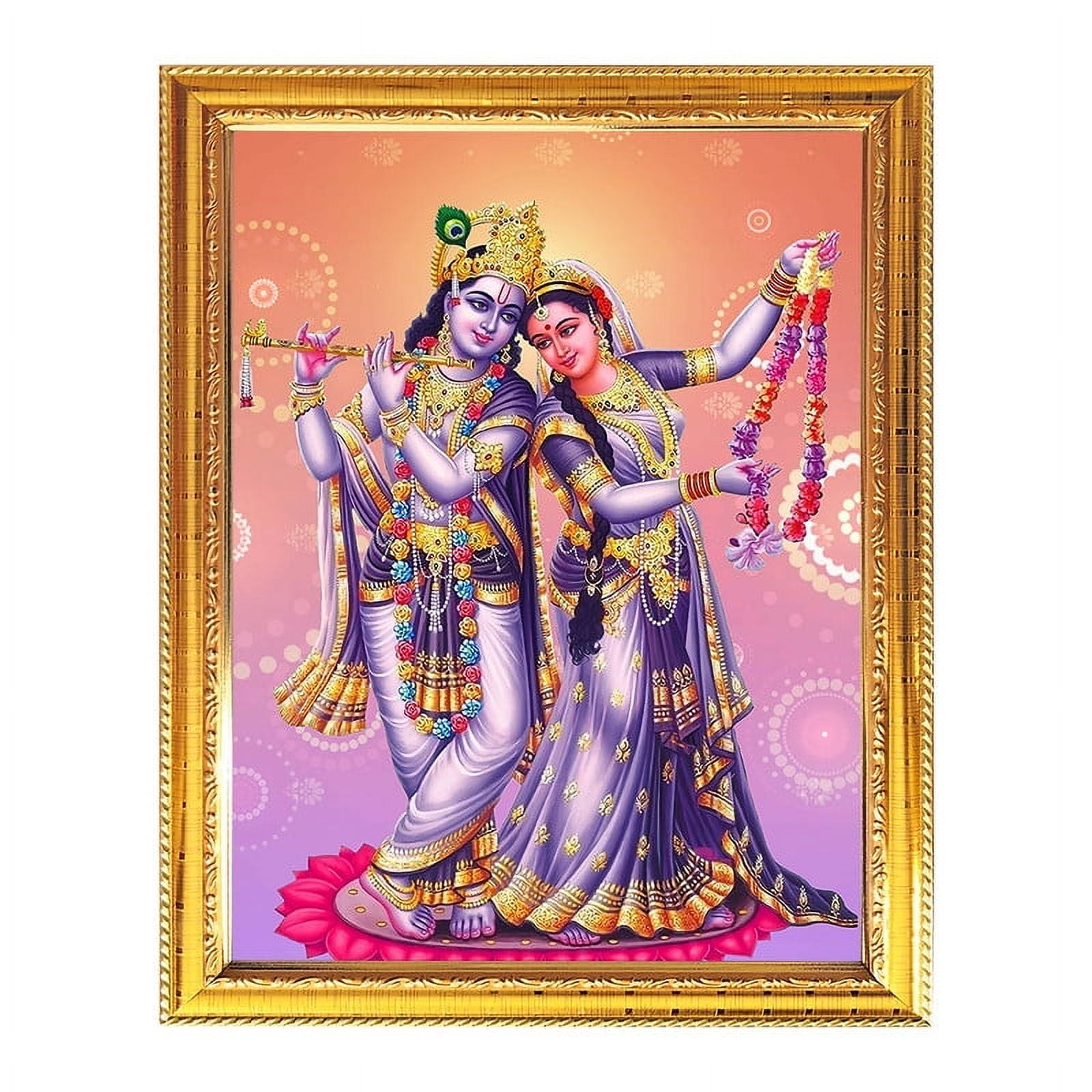 Krishna Radha Religious Photo Frame Puja Room Temple Wall Hanging Gift ...