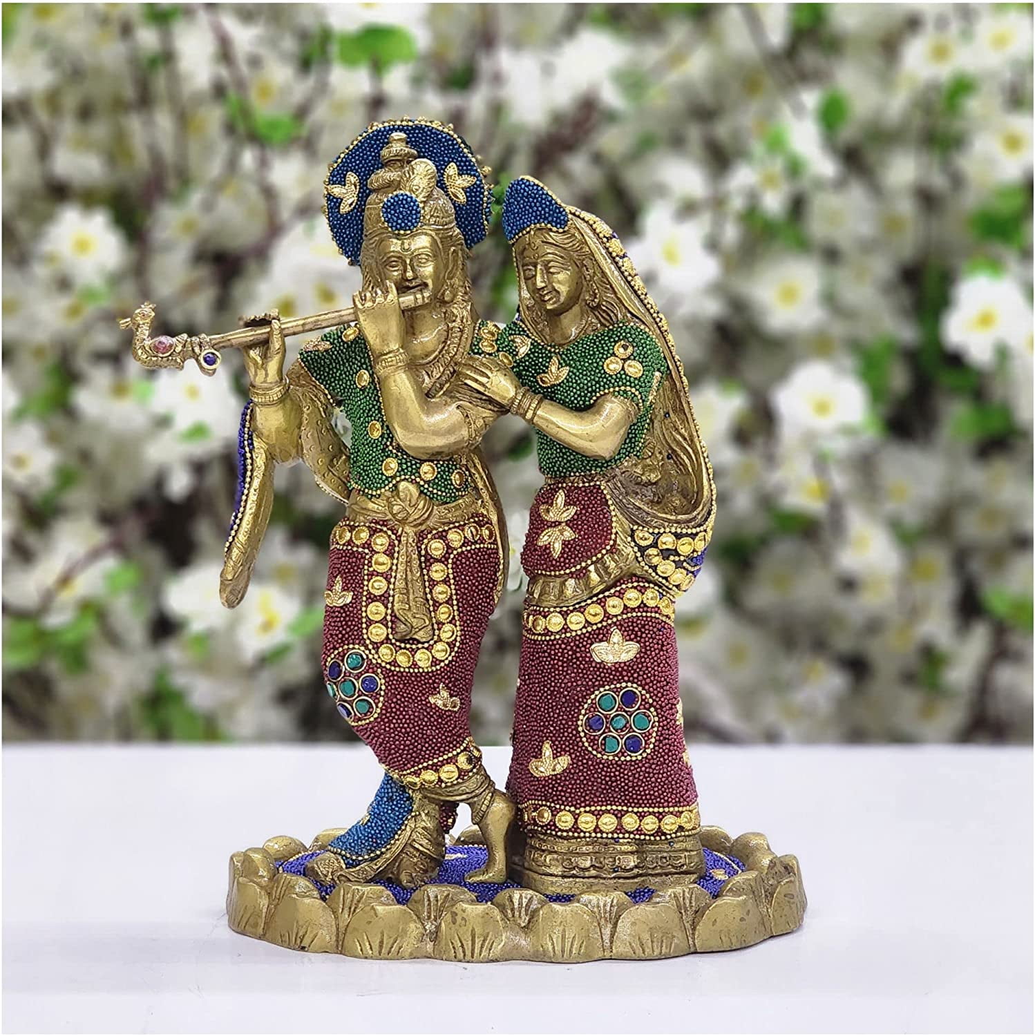 Radha Krishna Statue in Brass Radha Krishna Idol in Beaded Work ...