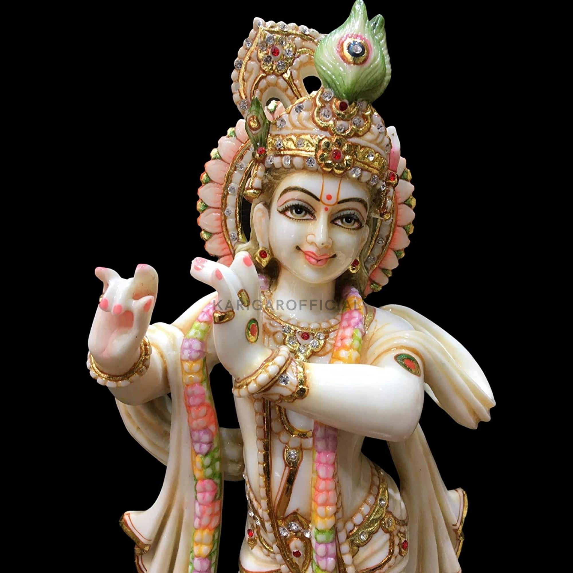 Radha statue, Large 18 inches Murti, Big Marble Gold Leaf Work Radha ...