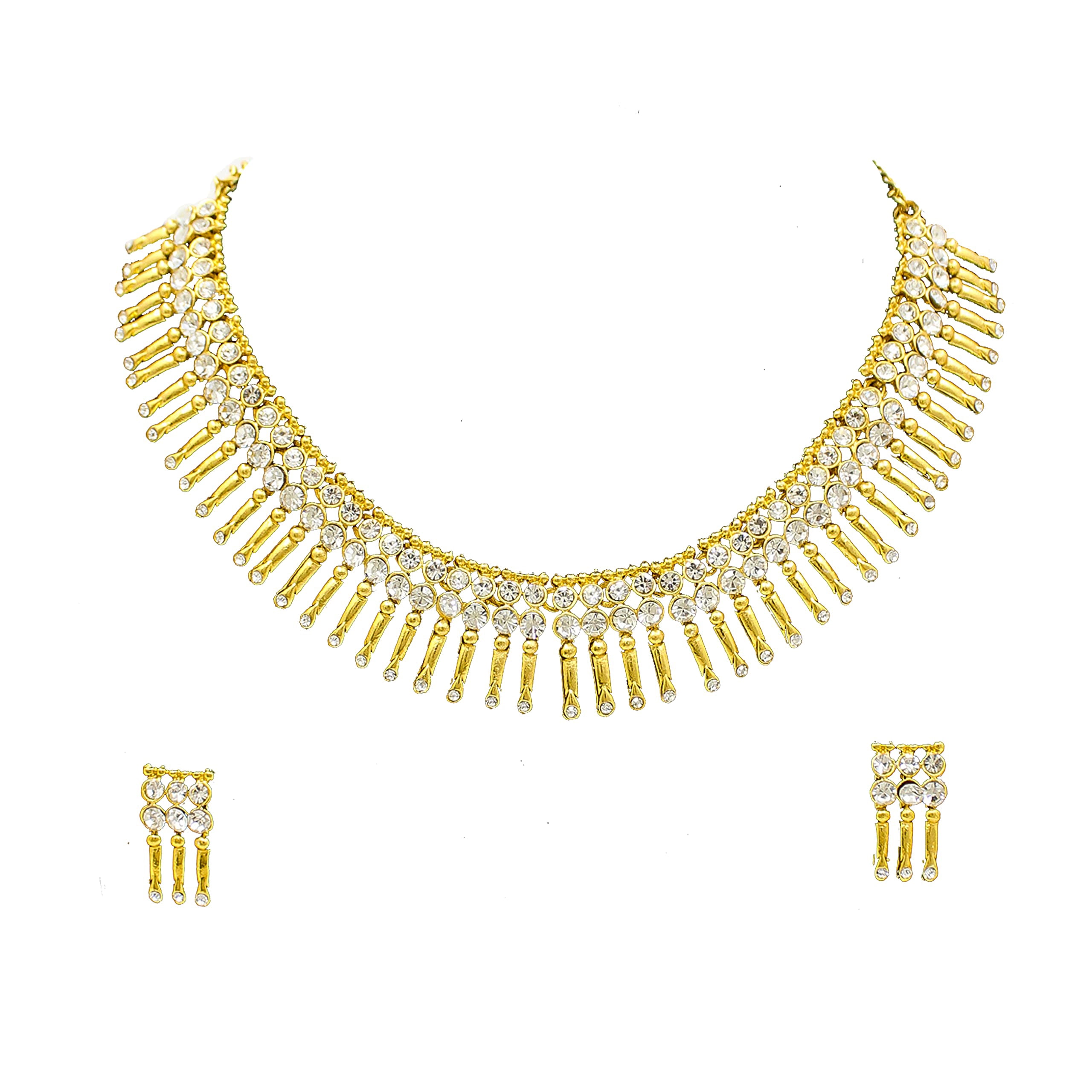 Radhna Alloy Gold Plated Austrian Diamond Classic Choker Necklace Set ...