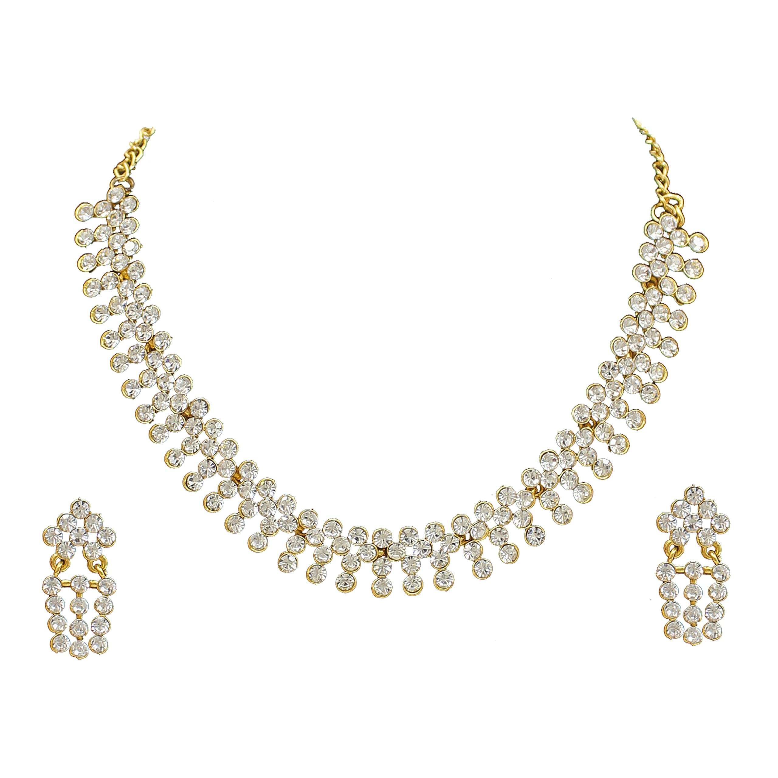 Radhna Simple Traditional Look Gold Plated Austrian Diamond Choker ...