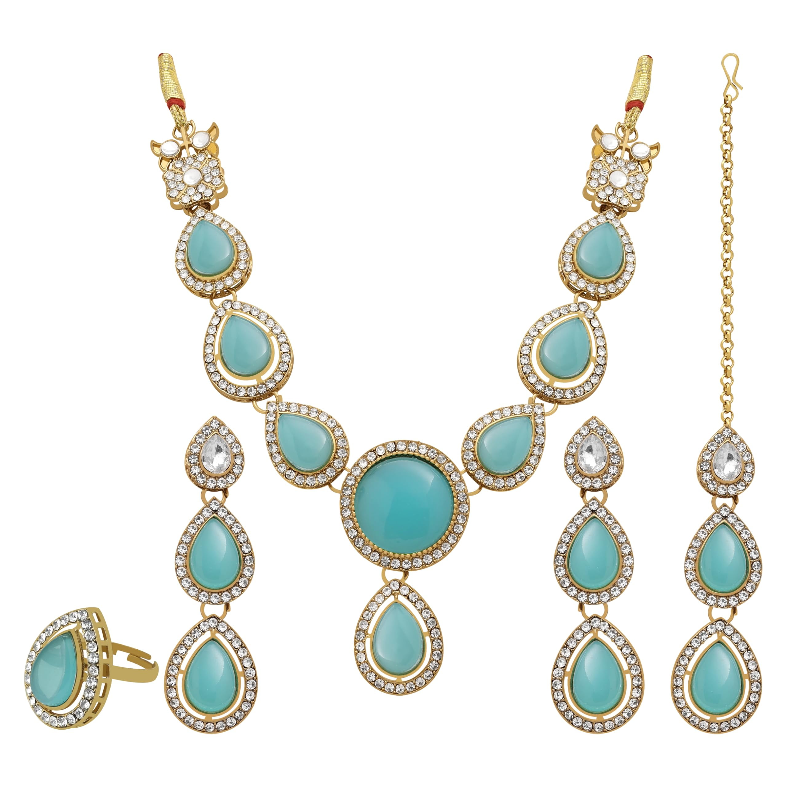 Radhna Tilak Elegance Kundan Choker Necklace Set (Sky blue) - Walmart.com