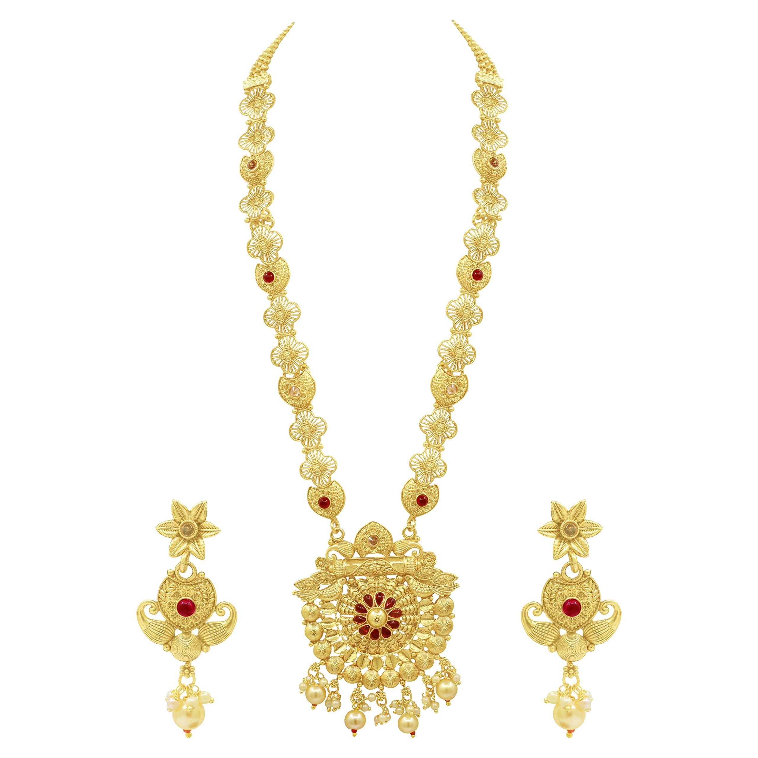 Radhna Wedding Collection Floral Design Kempu Stone Work Studded Brass ...