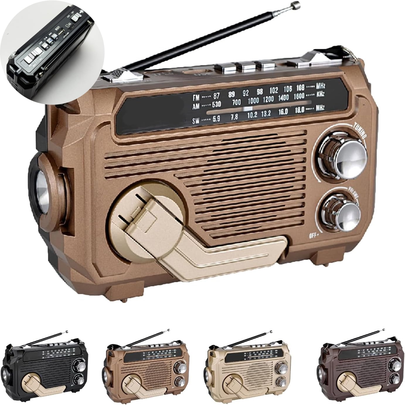 RadiVive Solar-Powered Radio, Solar Hand Crank Emergency Radio ...