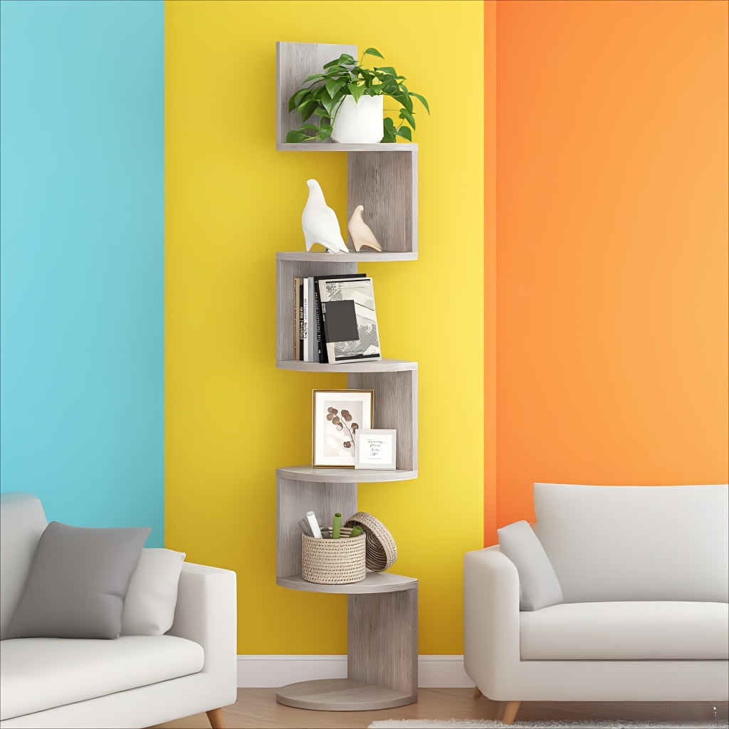 Radial Display Organizer Easy Install - 5-Tier Corner Floating Shelf ...