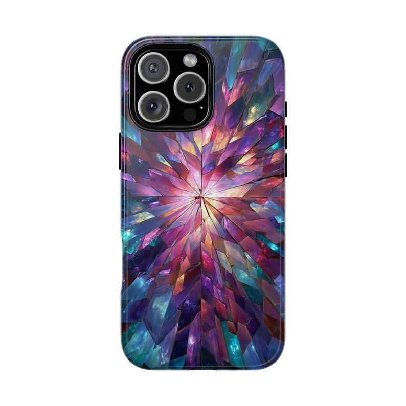 Radial Fractal Starburst in Pink and Blue Cosmic Artwork Phone Case ...