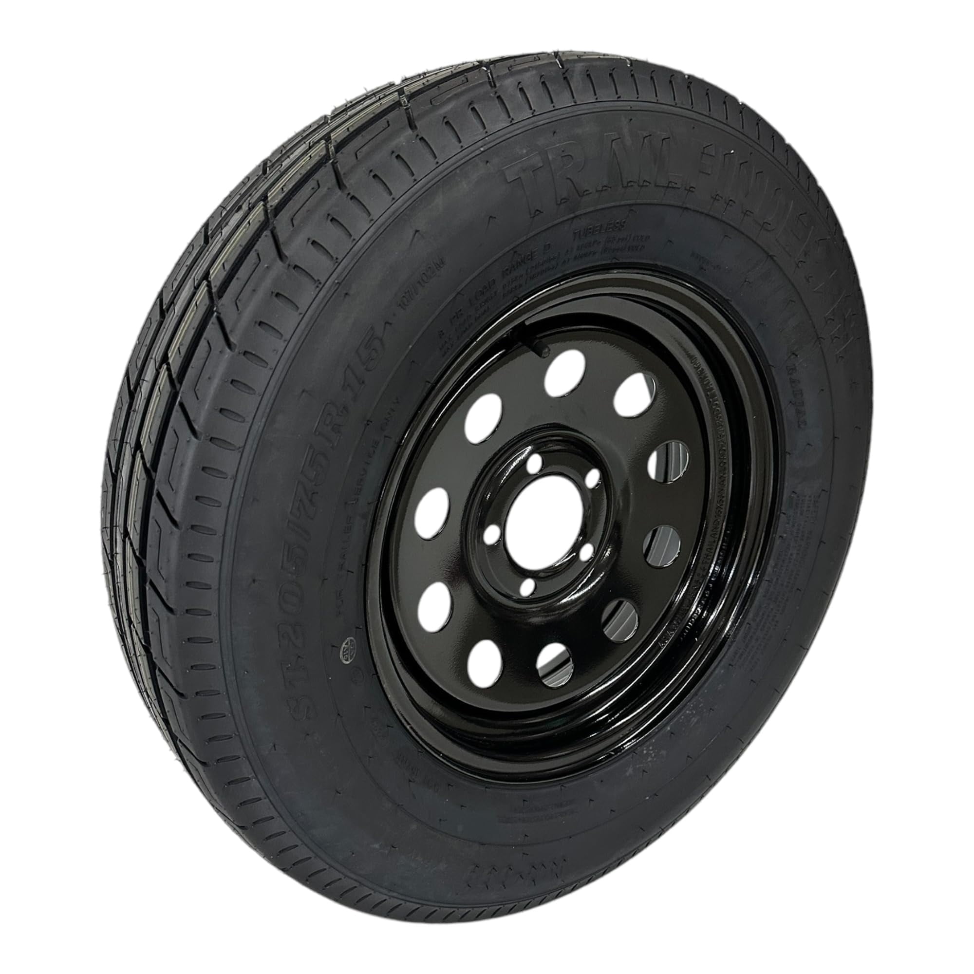 Radial Trailer Tire on Rim ST205/75R15 TrailFinder HT LRD 8 Ply Black Modular Wheel 5 Lug 5x4.5 ...