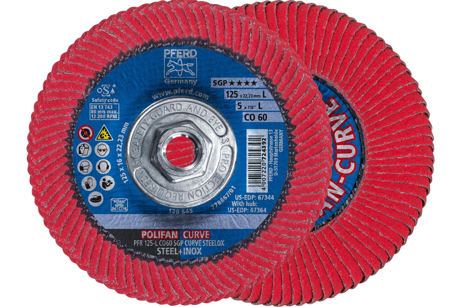 Radial Type Flap Disc - 5" x 5/8-11" Thread, 60 Grit Ceramic Oxide ...