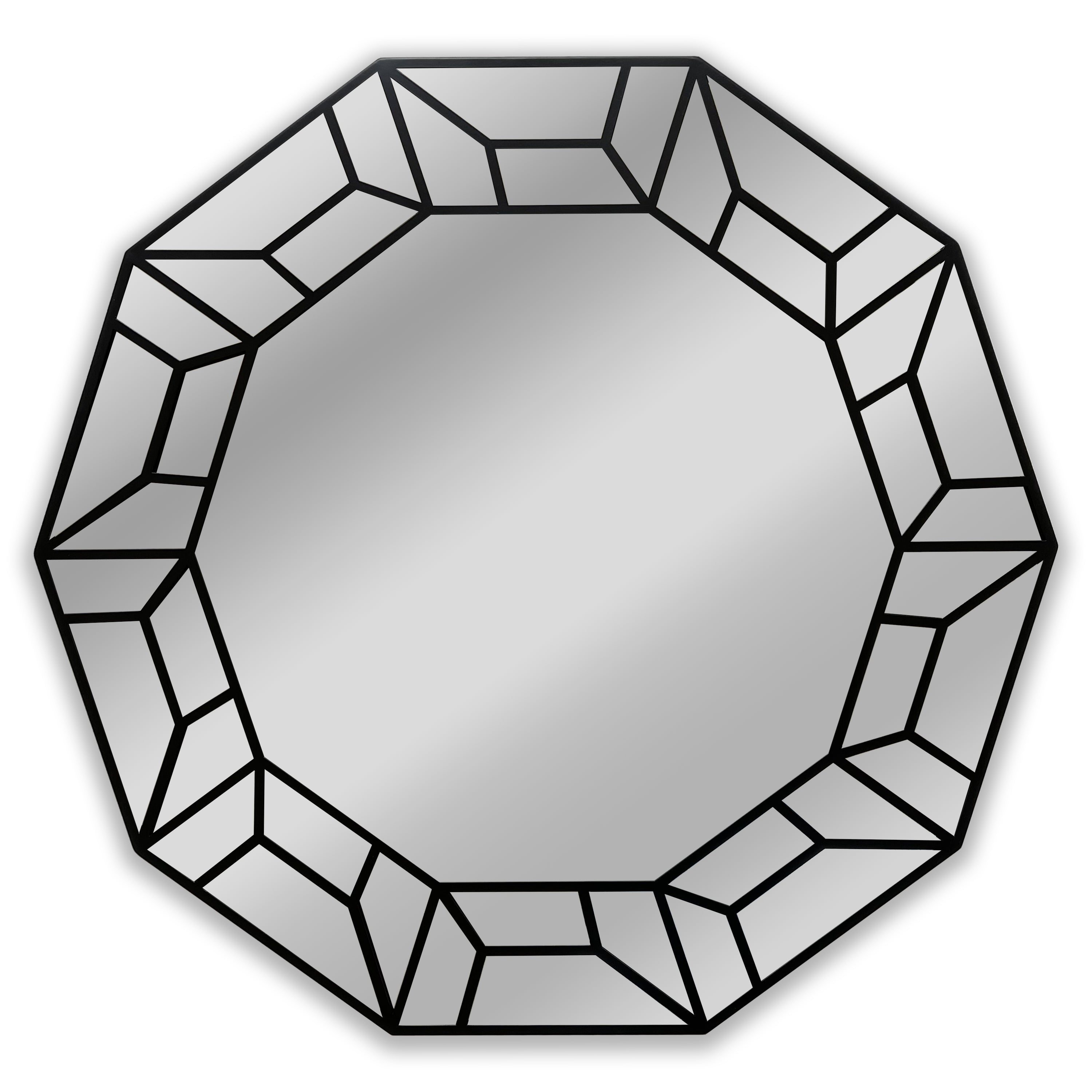 Radiance Goods Contemporary Black Finish Decagon Framed Wall Mirror 31 ...