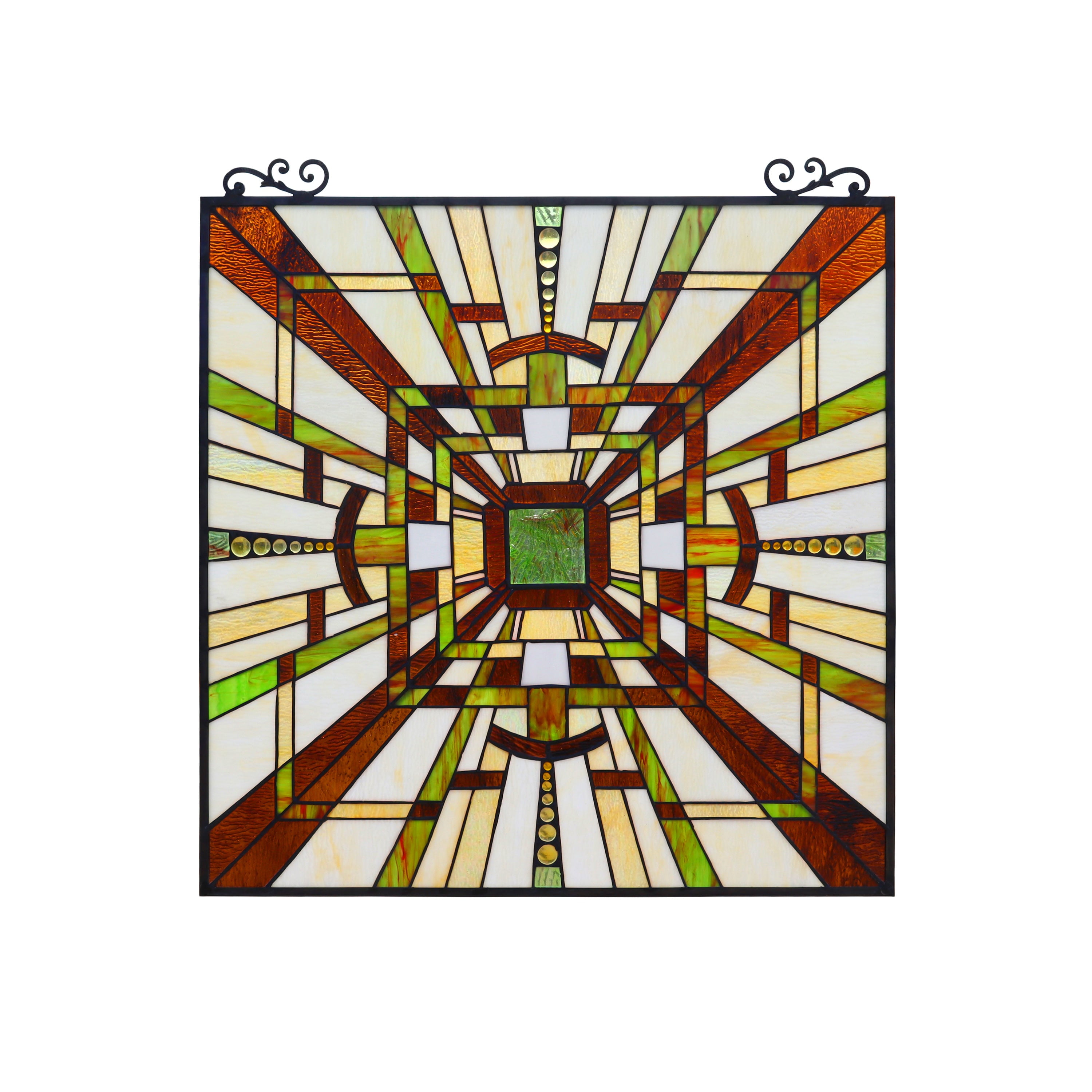 Radiance Goods Mission Tiffany-Style Black Finish Window Panel 25" Wide ...