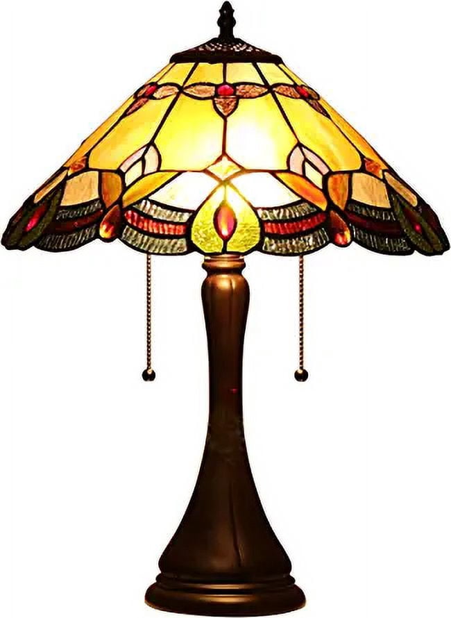 Radiance Goods Tiffany-Style 2 Light Table Lamp 16" Shade for Living ...
