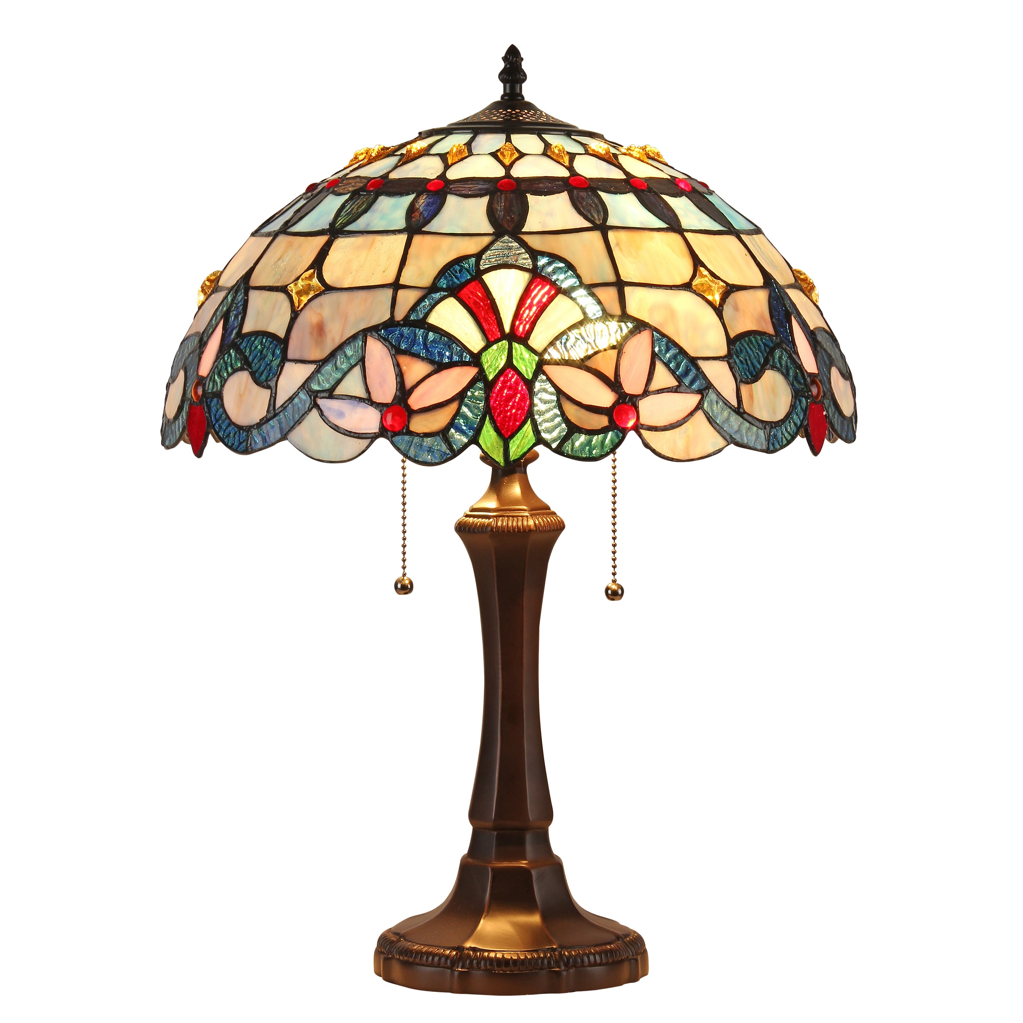 Radiance Goods Tiffany-Style Victorian Table Lamp, 2 Light, 16" Shade ...