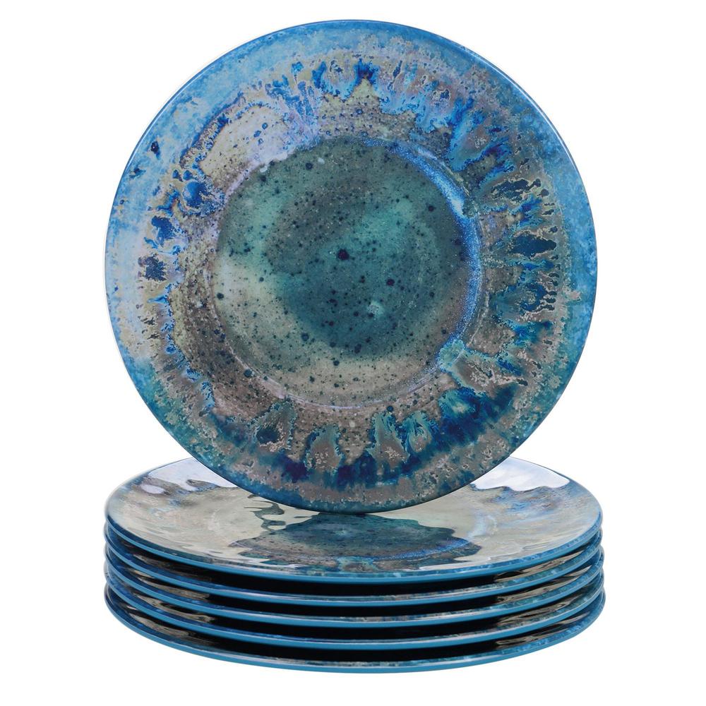 AHX Multicolor Decorated Dinner Round Plate Set 8 inch - Salad, Pasta ...