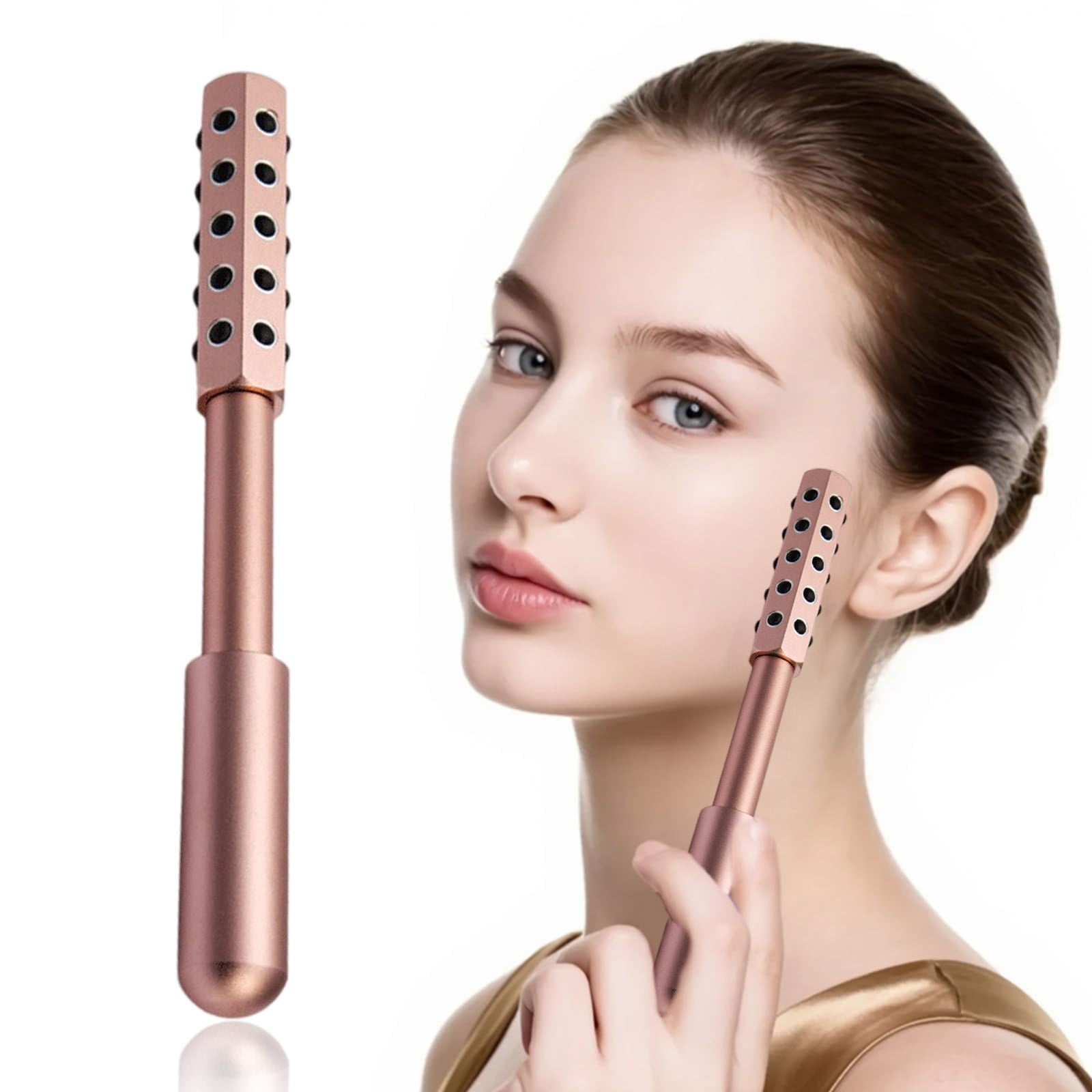 Radiance Roller Facial Massager - 30 Germanium Stone Roller, Dual-Head ...