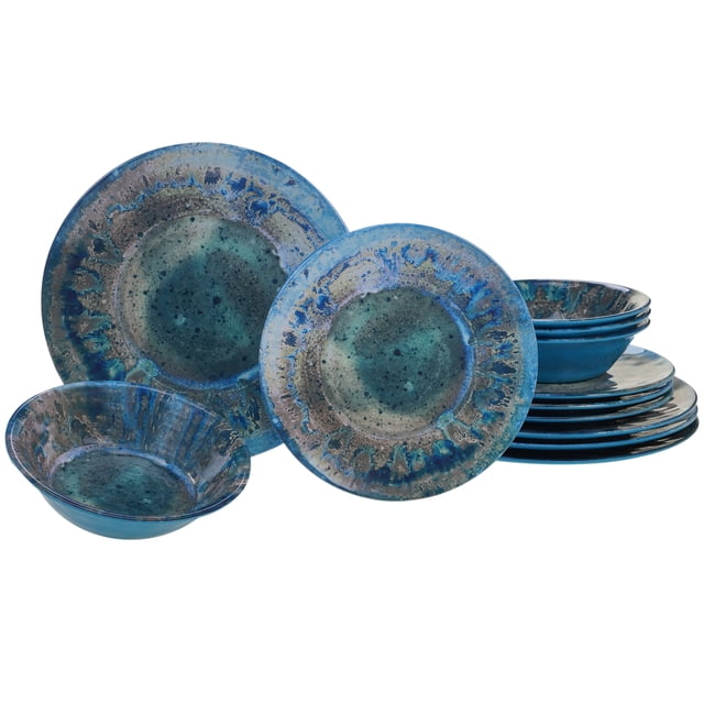 Certified International Radiance Teal 12 Piece Melamine Dinnerware Set ...