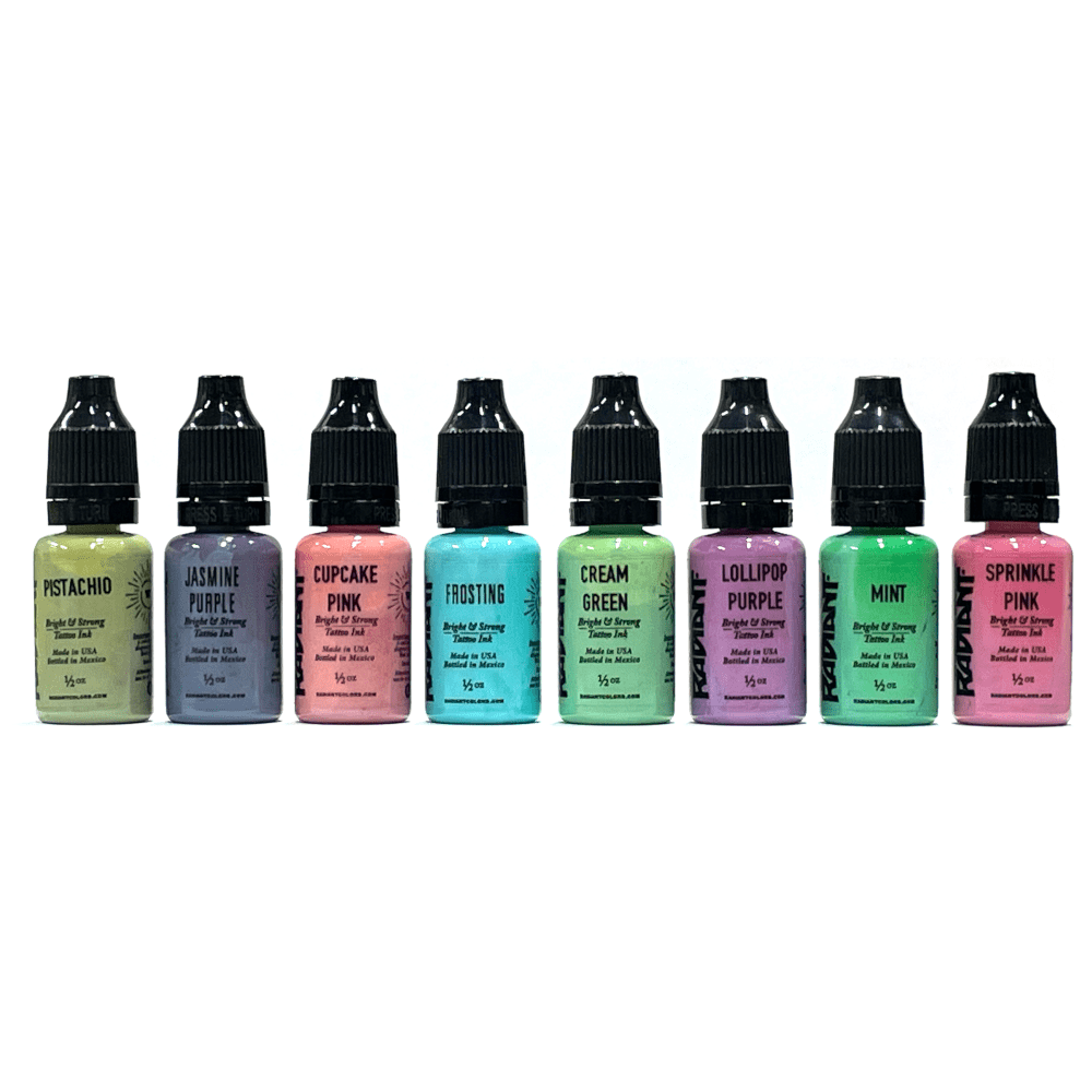 Radiant Colors 8 Colors Pastel Tattoo Ink Set - Tattooing Inks Fluid ...