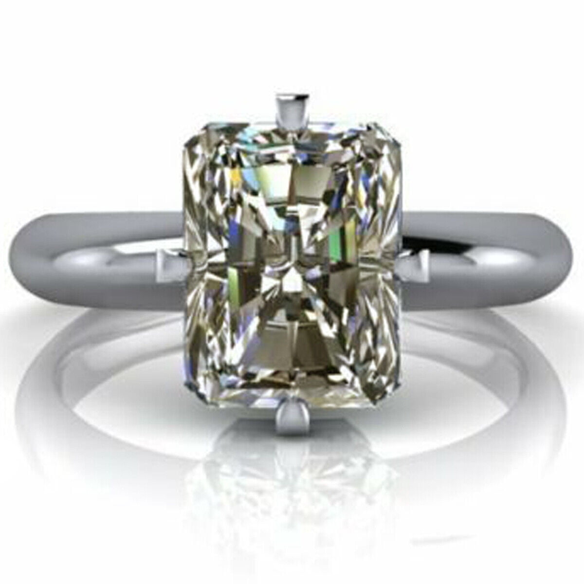 Radiant Cut Diamond Ring, Solitaire Diamond Engagement Ring, Euro Shank Ring, Women's Single ...