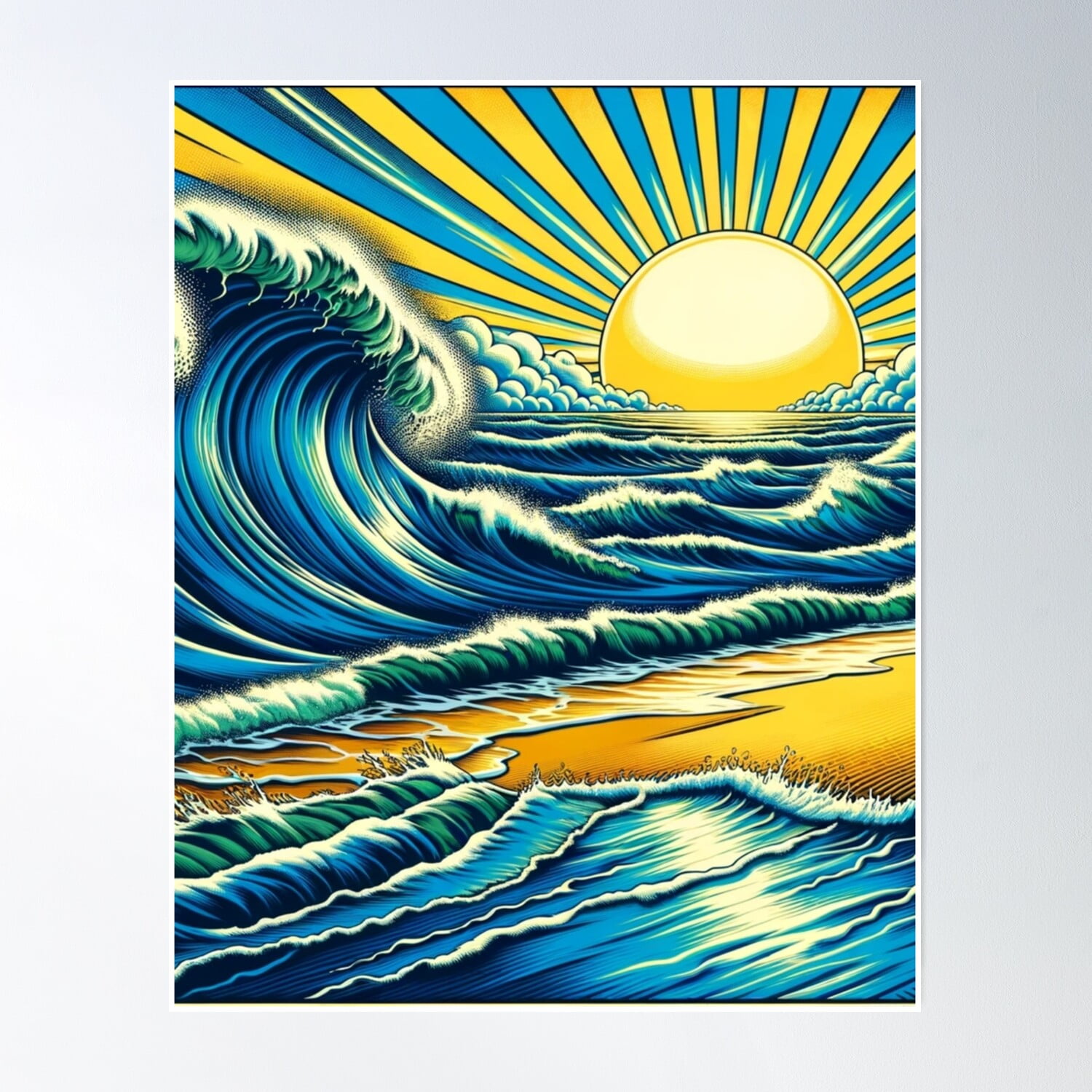Radiant Dawn Surf Poster Wall Art, Modern Wall Decor, 8x12 UNFRAMED ...
