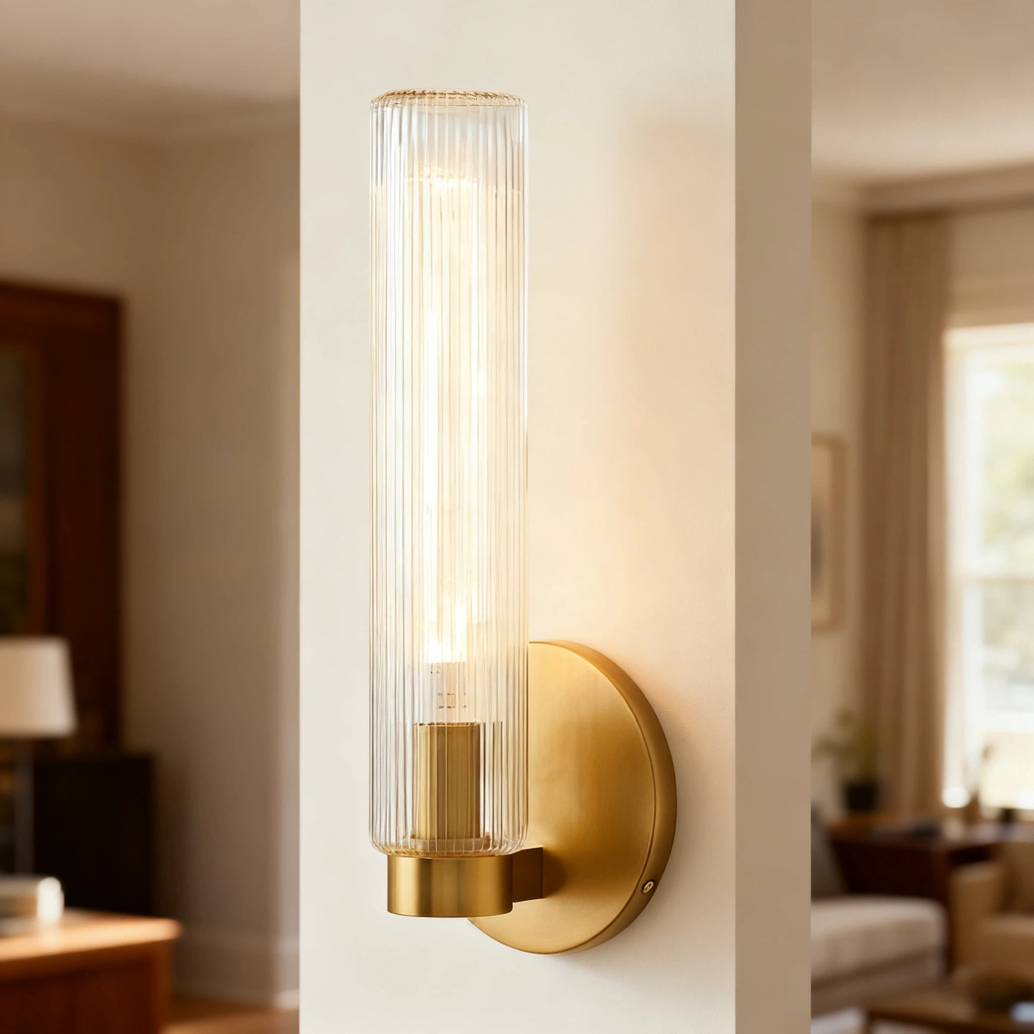 Radiant Fluted Glow Sconce,Fluted glass shade,Textural touch,Suitable ...