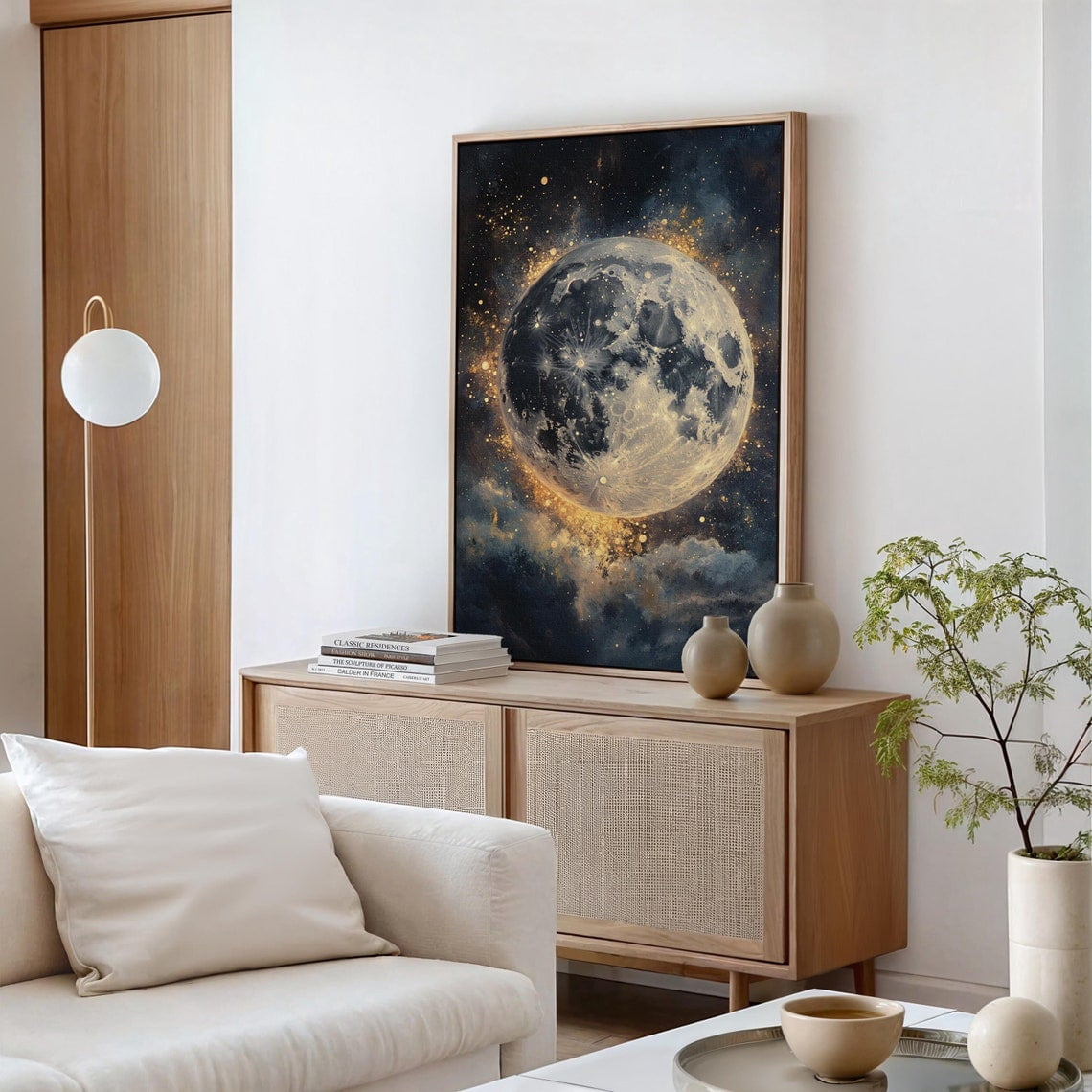 Radiant Full Moon Art - Enchanting Lunar Glow With Starry Sky ...