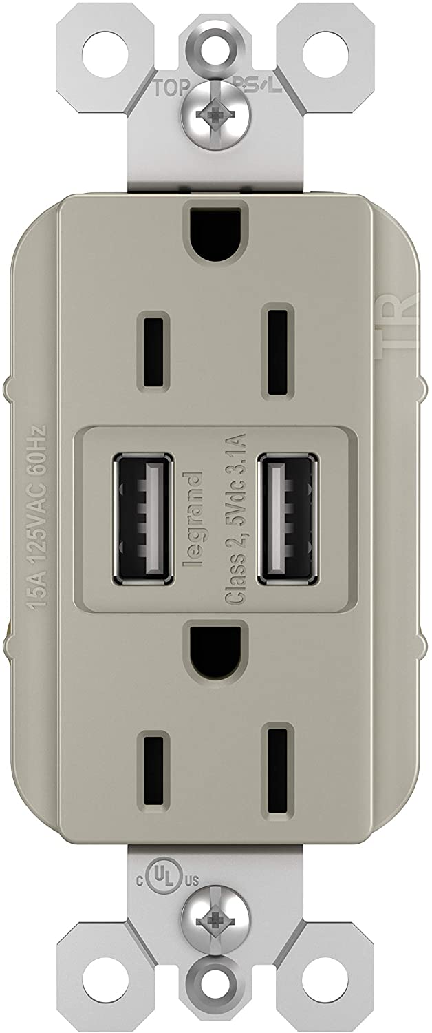 Radiant TM826USBNICCV4 15 Amp Decorator Duplex Tamper Resistant Outlet ...