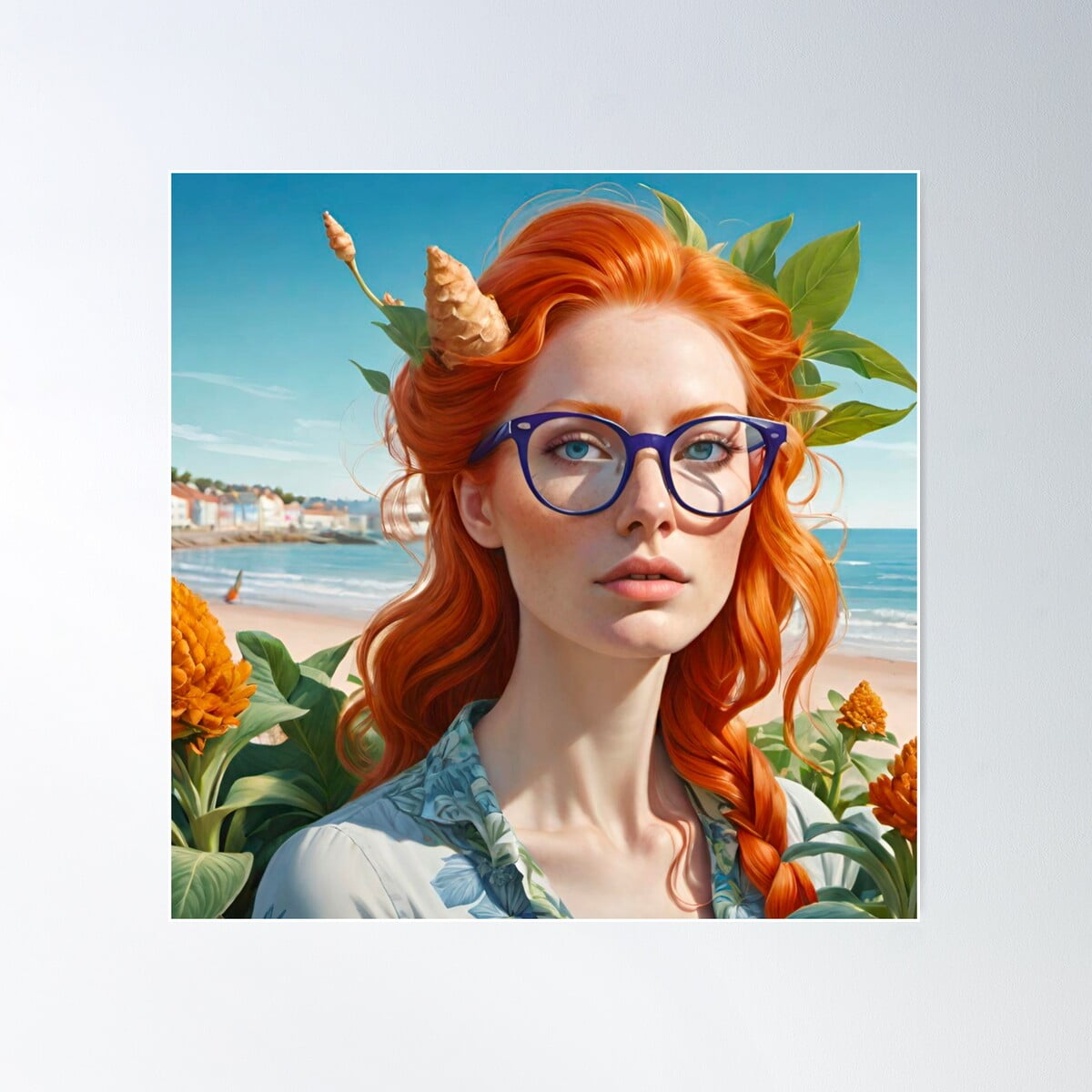 Radiant Ginger Beauty Â€“ Sun, Sea & Curls Poster Wall Art, Modern Wall ...