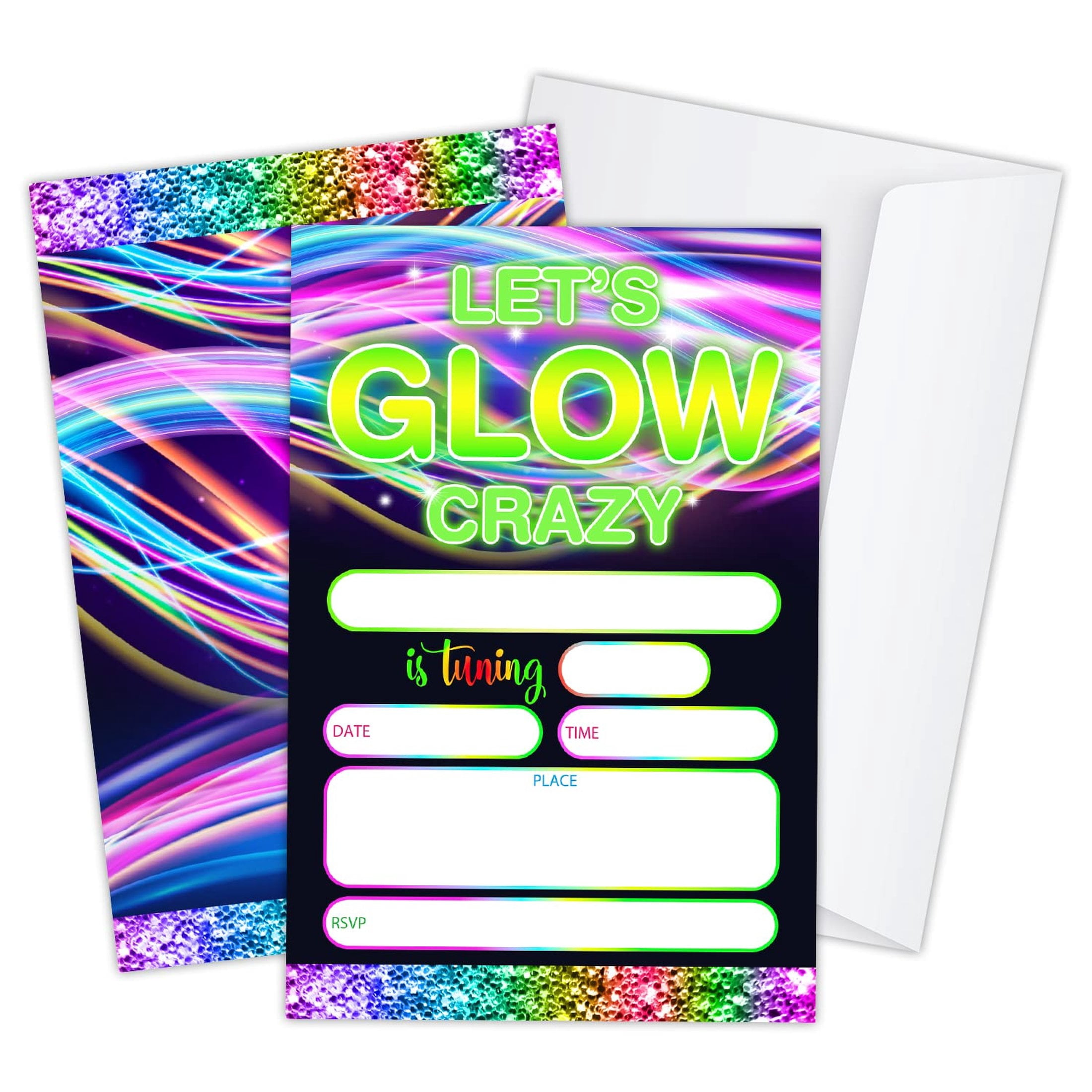 Radiant Glow Birthday Invitations for Kids - 20 Sets of 4" x 6" Cards ...