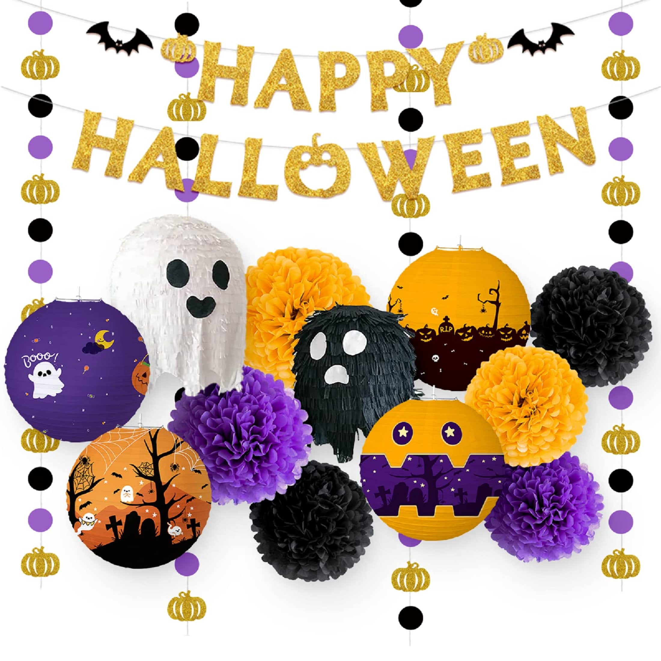 Radiant Glow Paper Lanterns Set - 15Pcs Tissue Pom Pom Honeycomb Balls ...
