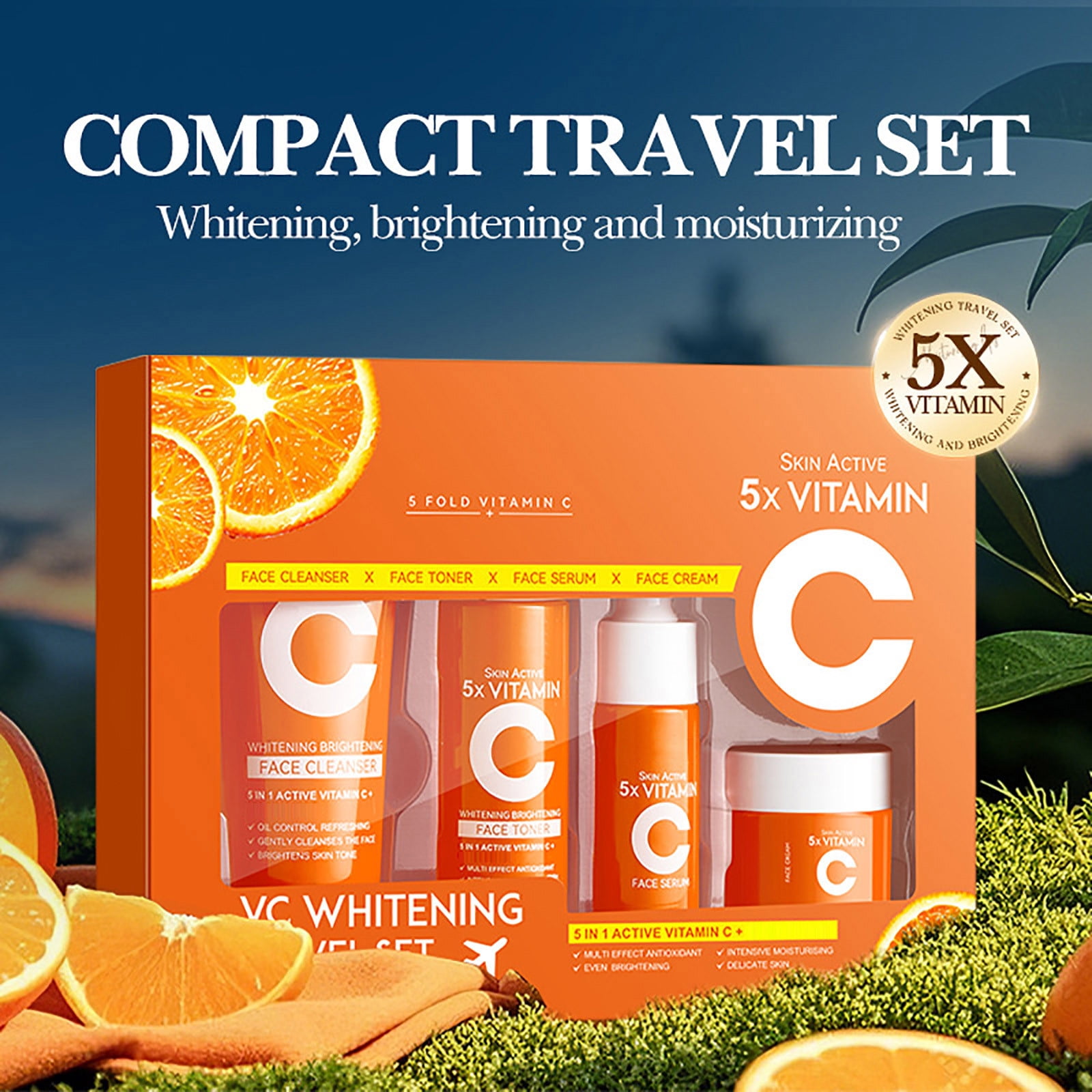 Radiant Glow Vitamin C Skincare Set – 4-Piece Brightening Routine with ...