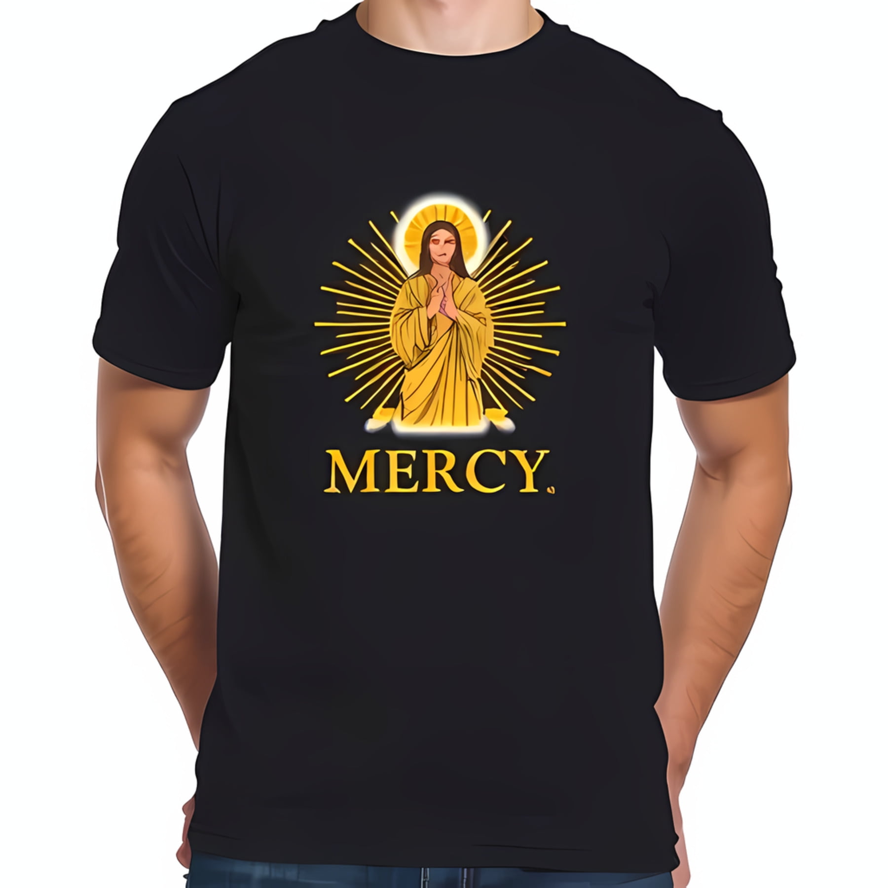 Radiant Golden Robe Figure MERCY Cotton Short Sleeve T-Shirt in Navy ...