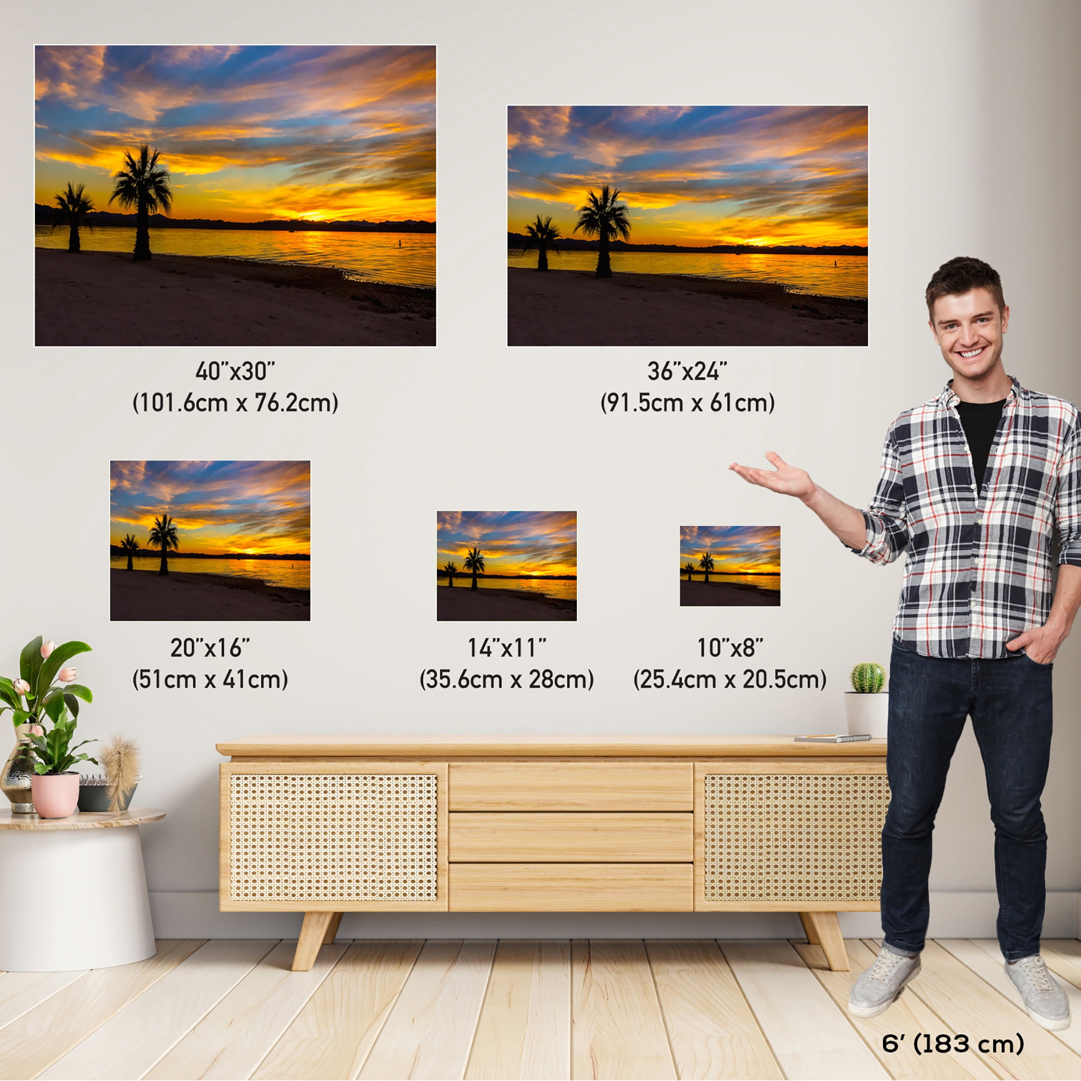 Radiant Horizons: Sunset at Lake Havasu Wall Art State Park Canvas Metal Print Arizona ...