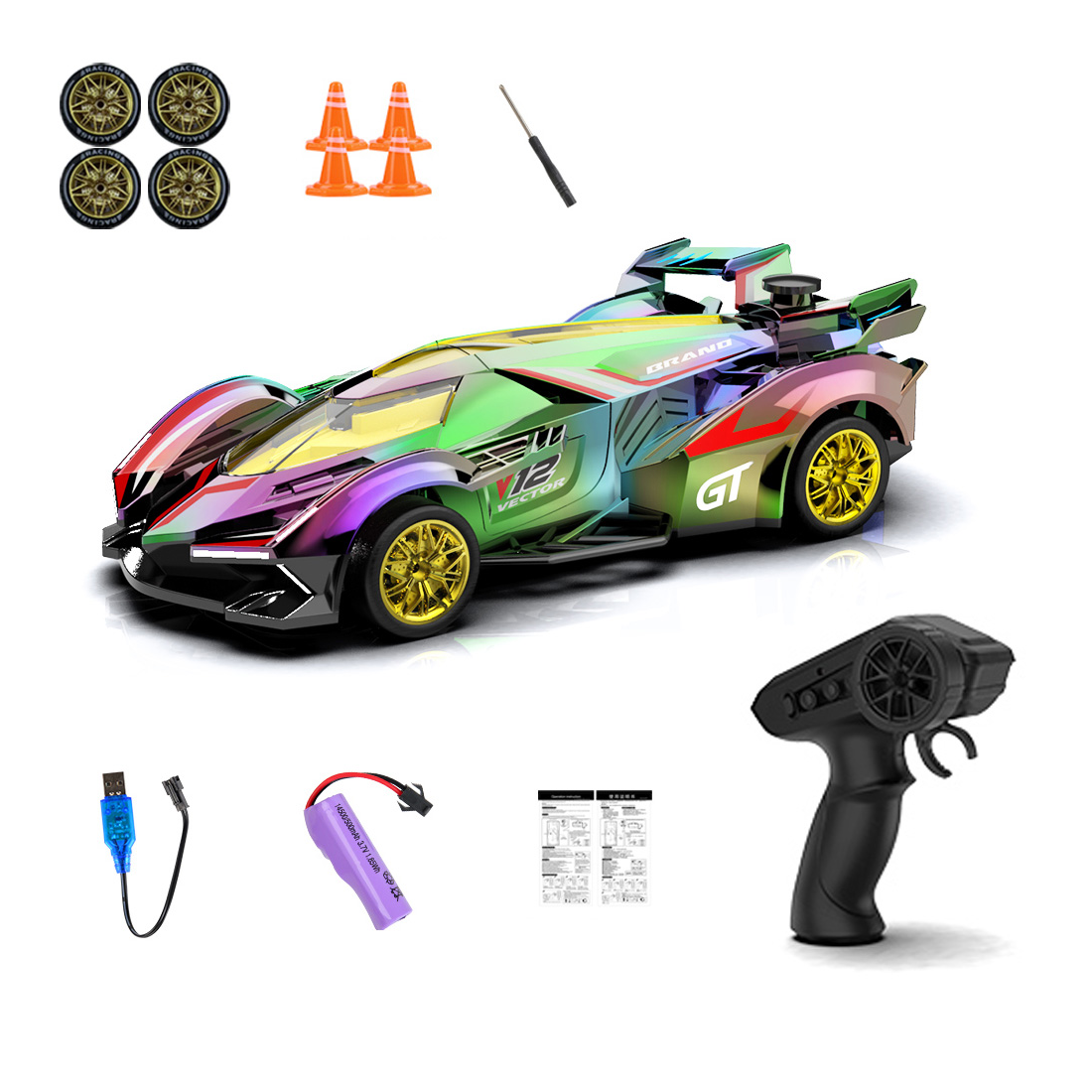 Radiant-Iridescent RC Drift Car for Adults, 2.4G 7-Color Drifting RC ...