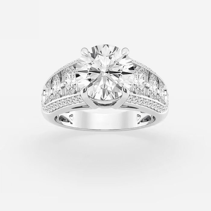 Radiant Line Baguette Channel-Set Lab Grown Diamond Engagement Ring ...