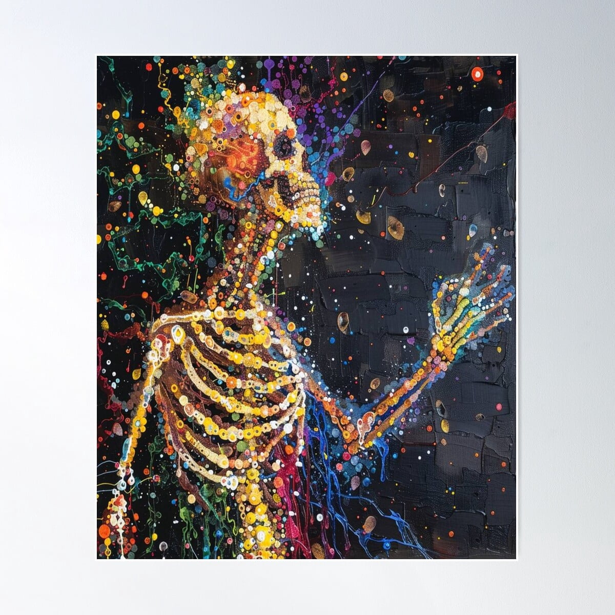 Radiant Neon Skeleton Art Poster Wall Art, Modern Wall Decor For Living ...