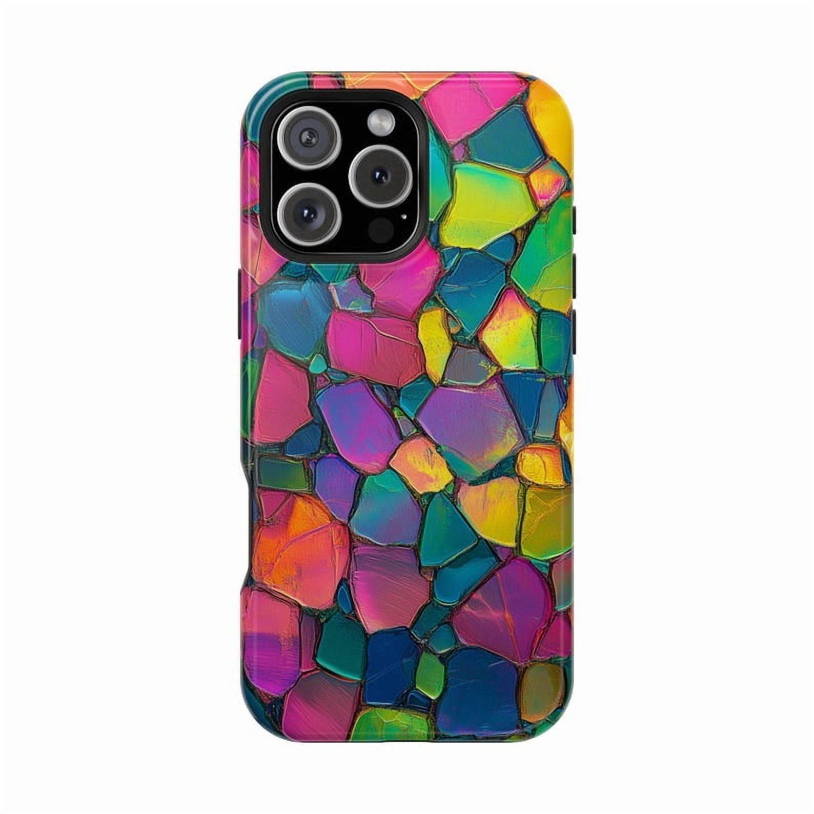 Radiant Opal Mosaic Glass Color Burst Pattern Case with iPhone 17 to 11 ...