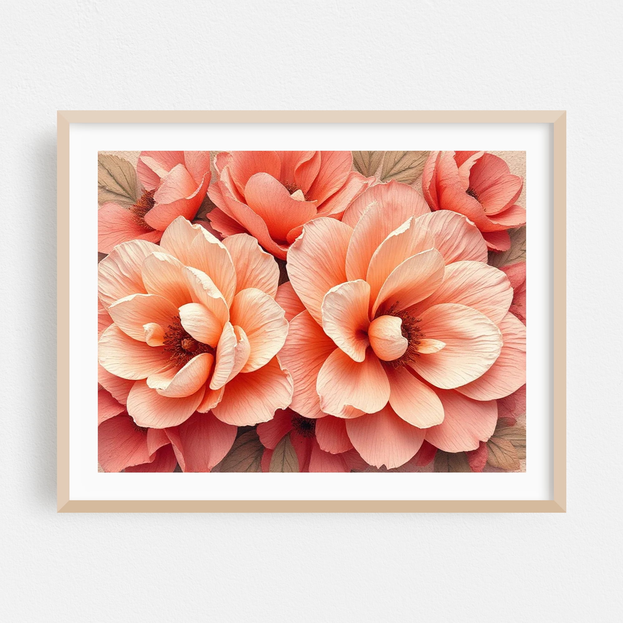 Radiant Peach Bloom Medley - Illustration Floral Flowers Botanical ...