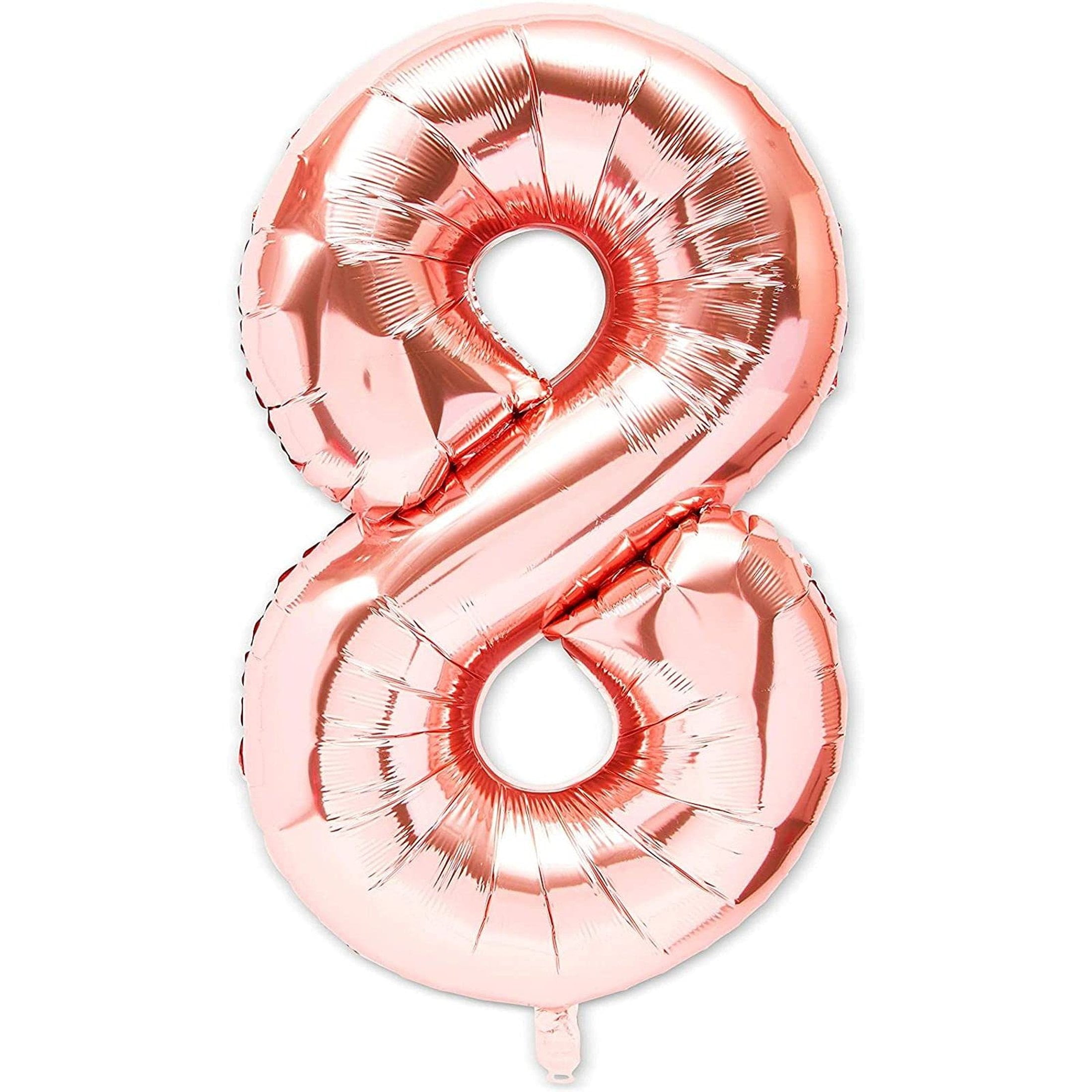 Radiant Rose Gold Number 8 Celebration Balloons - Set of 2 | Glitzy 40 ...