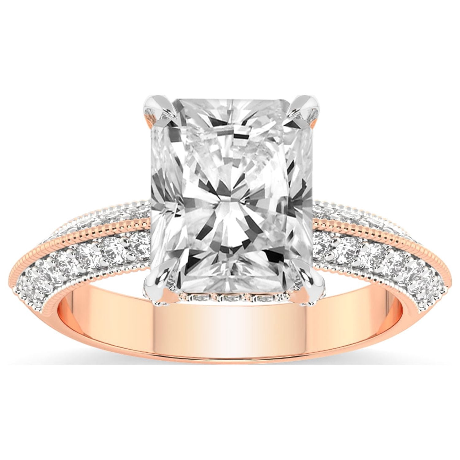 Radiant Shape 3 Carat IGI Certified Lab Grown Diamond Ring | 14K Rose ...