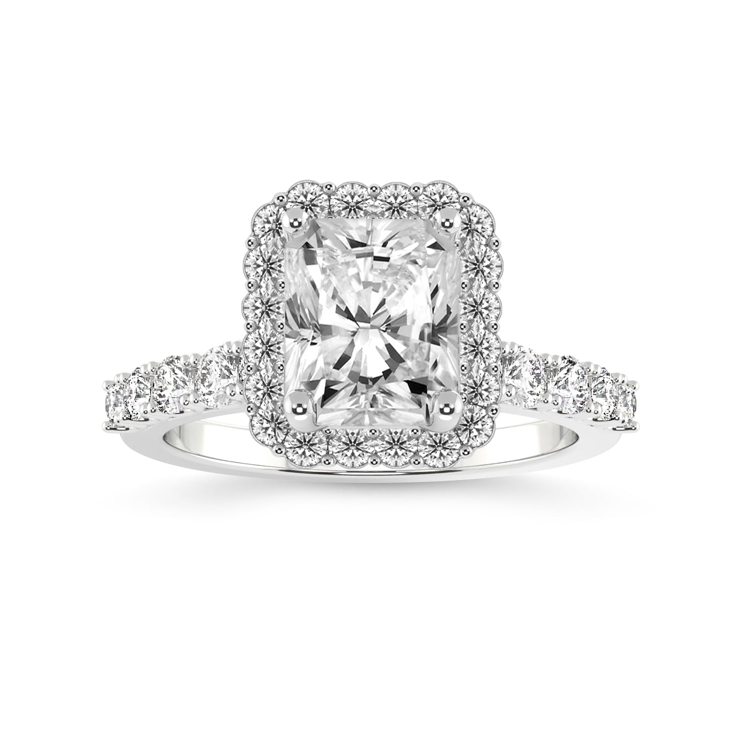 Radiant Shape 4 Carat IGI Certified Lab Grown Diamond Ring | 14K White ...