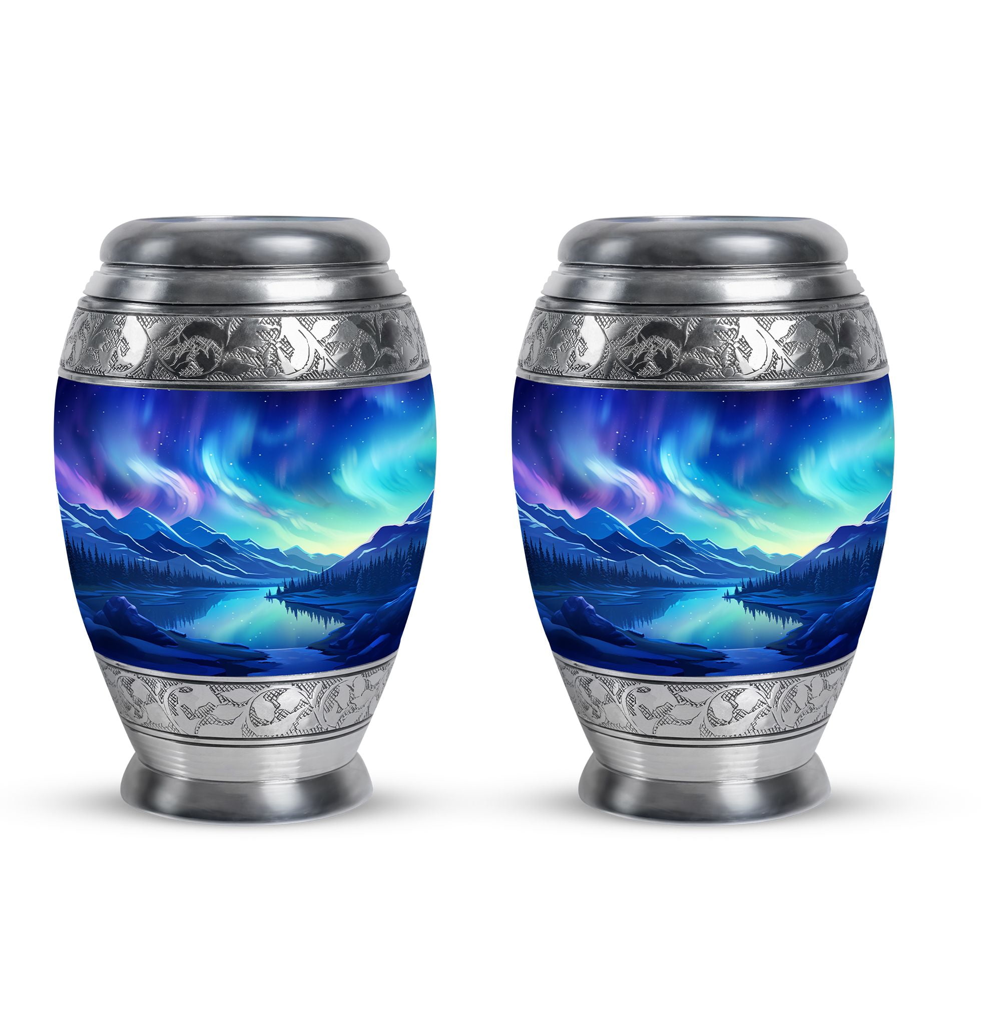 Radiant Skies Over Tranquil Mountain Waters - Funeral Urns For Adult ...