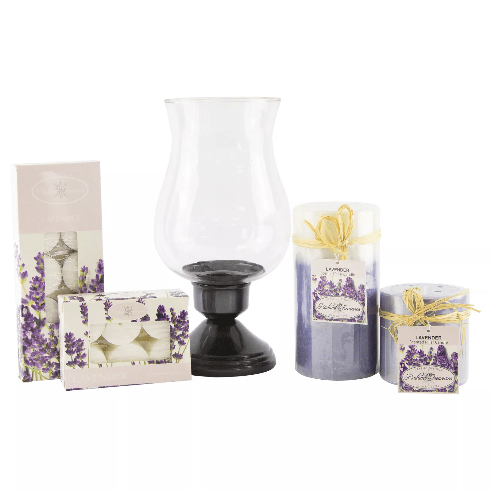 Radiant Treasures Lavender Candle Home Collection with Hurricane Candle ...