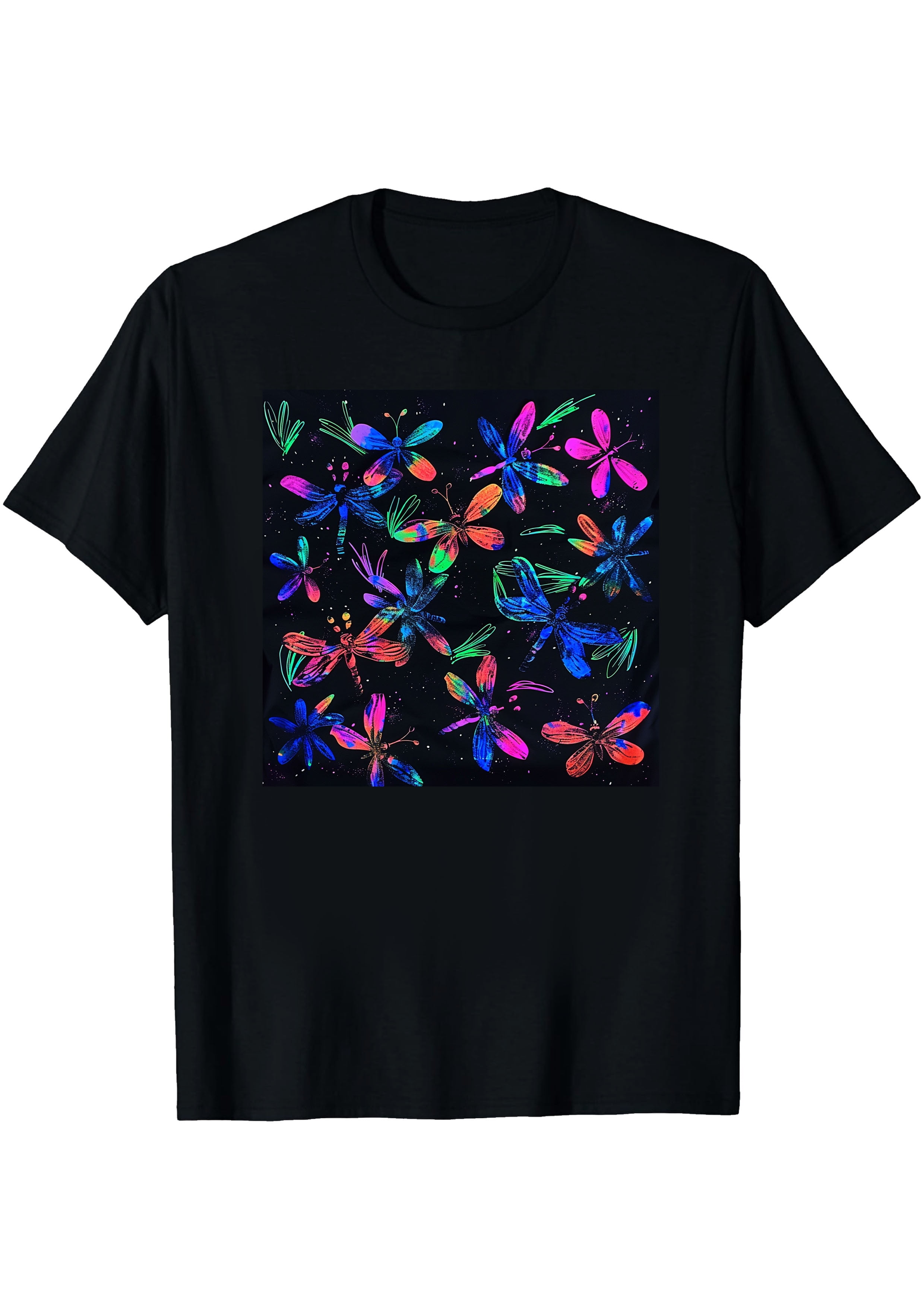 Radiant night sky: fluorescent dragonflies and sparkling stars in the ...